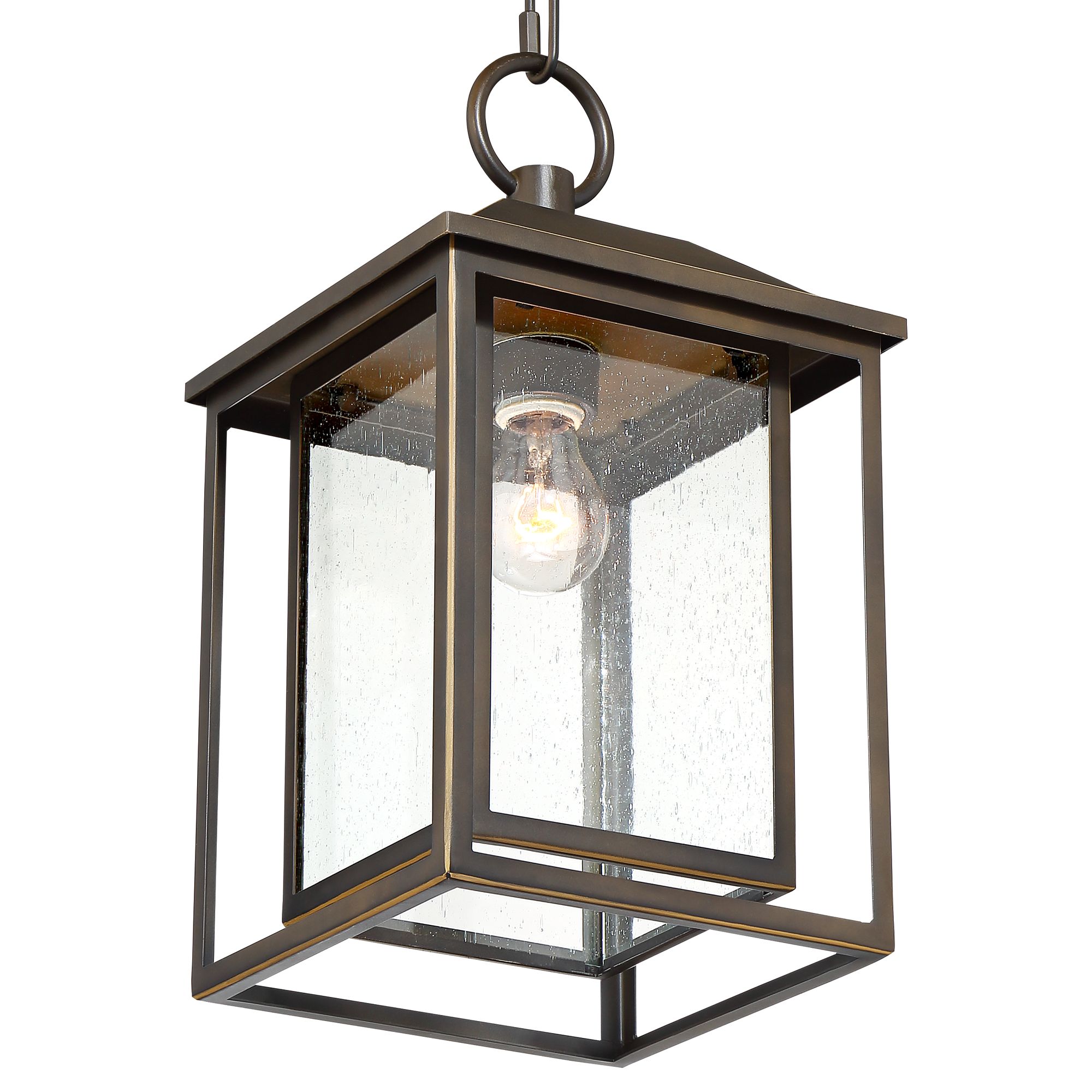 Califa 16 3/4" High Bronze Textured Glass Outdoor Hanging Light ...