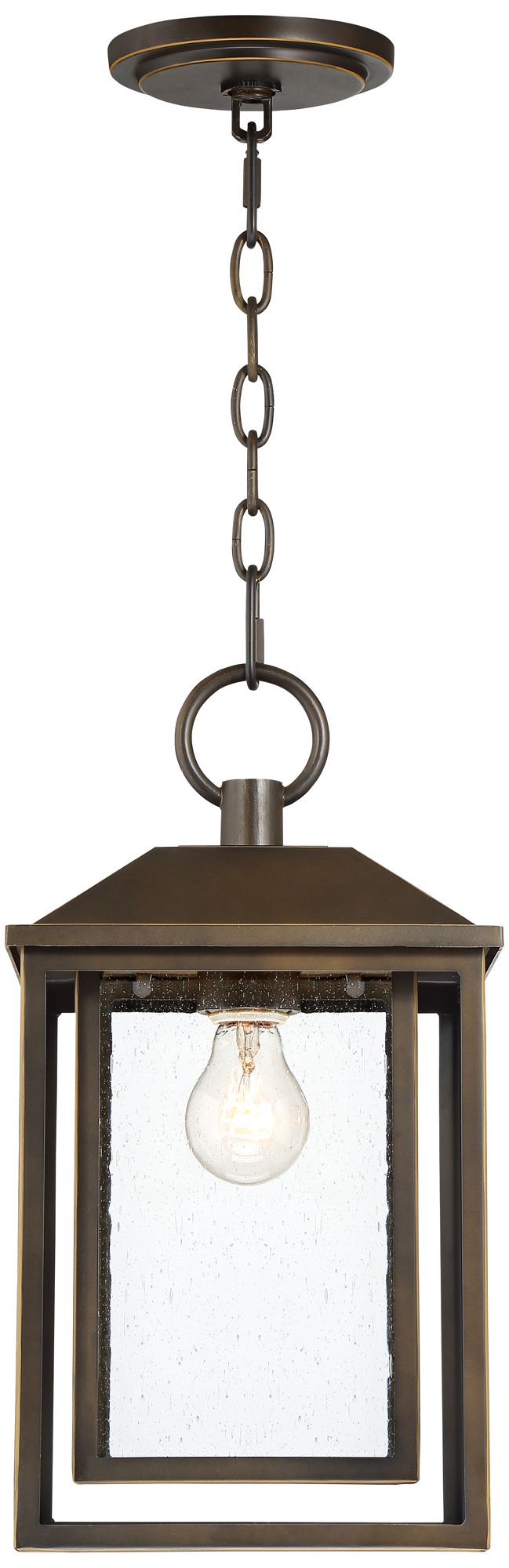 Califa 16 3/4" High Bronze Textured Glass Outdoor Hanging Light ...