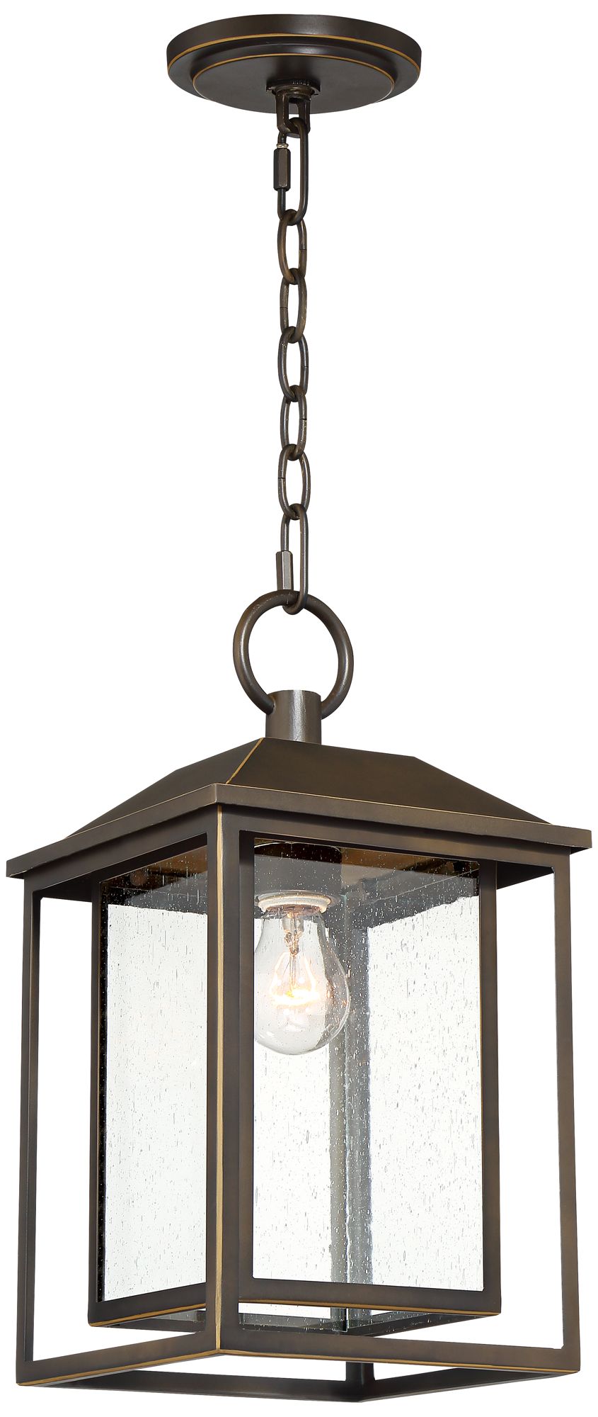Califa 16 3/4" High Bronze Textured Glass Outdoor Hanging Light ...
