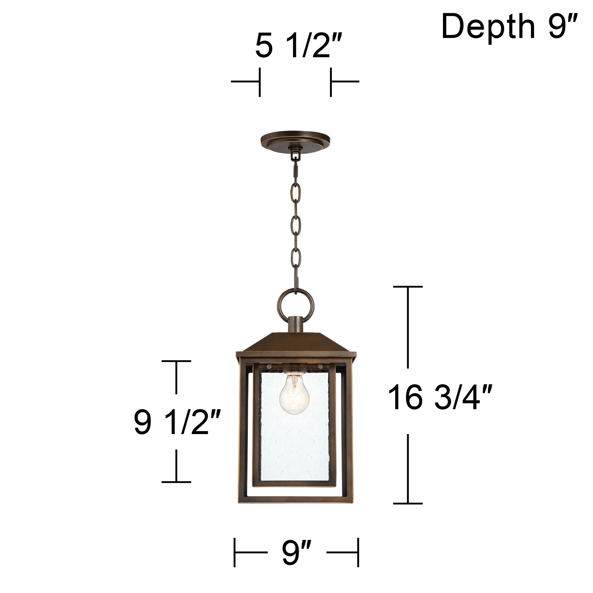 Califa 16 3/4" High Bronze Textured Glass Outdoor Hanging Light ...