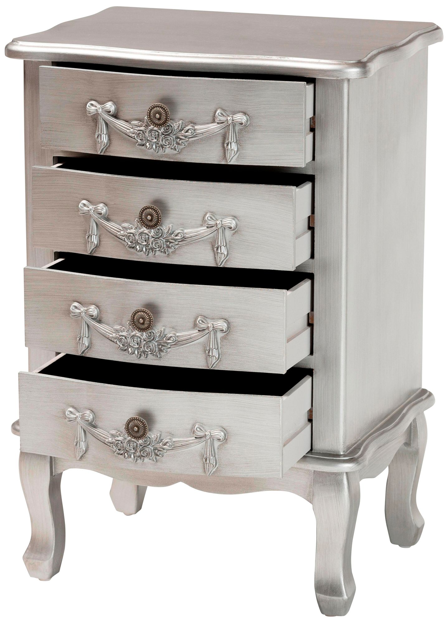 Callen 18 1/4" Wide Brushed Silver Wood 4-Drawer Nightstands Set of 2 ...