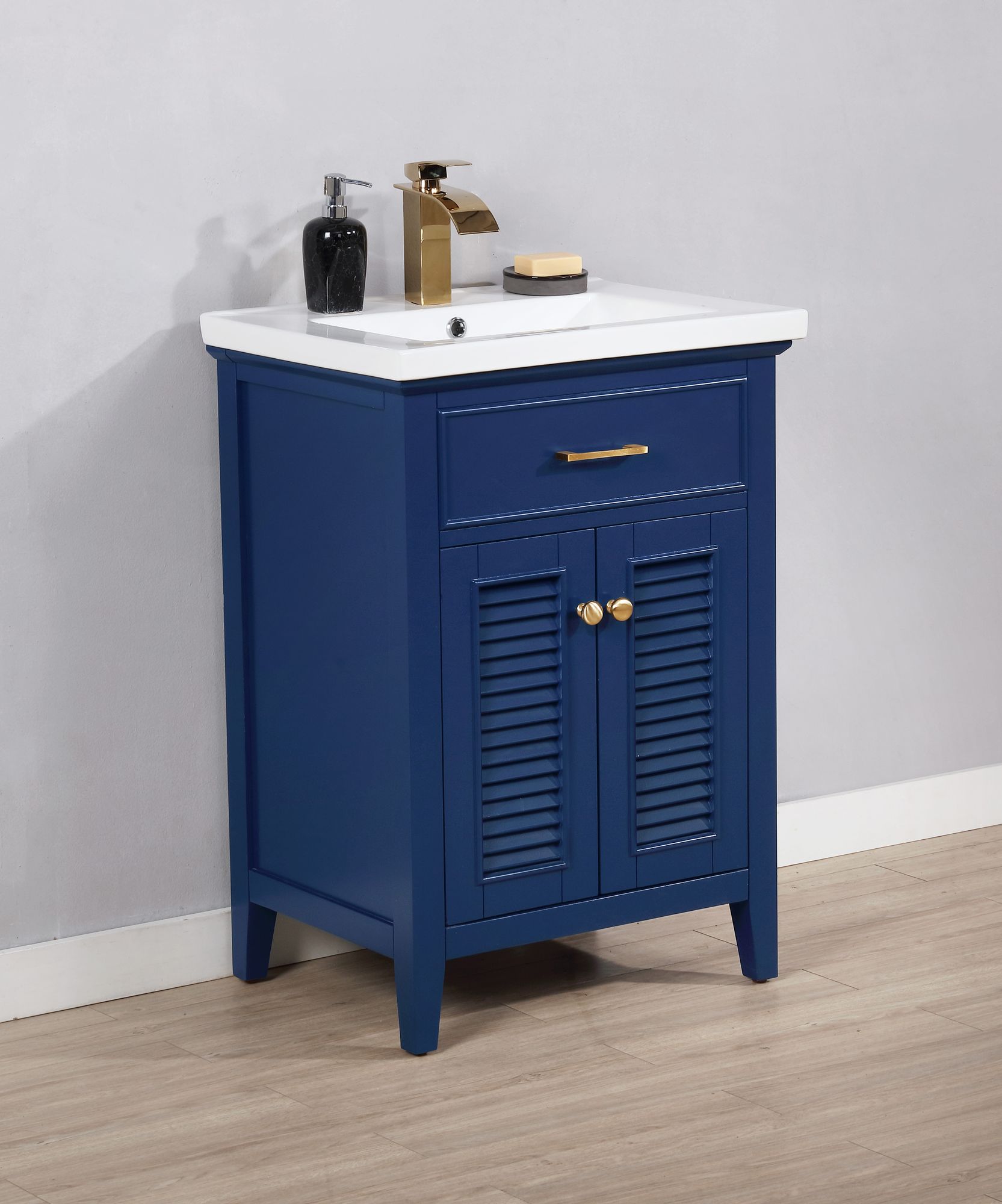 Cameron 24" Wide Blue Wood 2-Door Single Sink Vanity - #96K08 | Lamps Plus