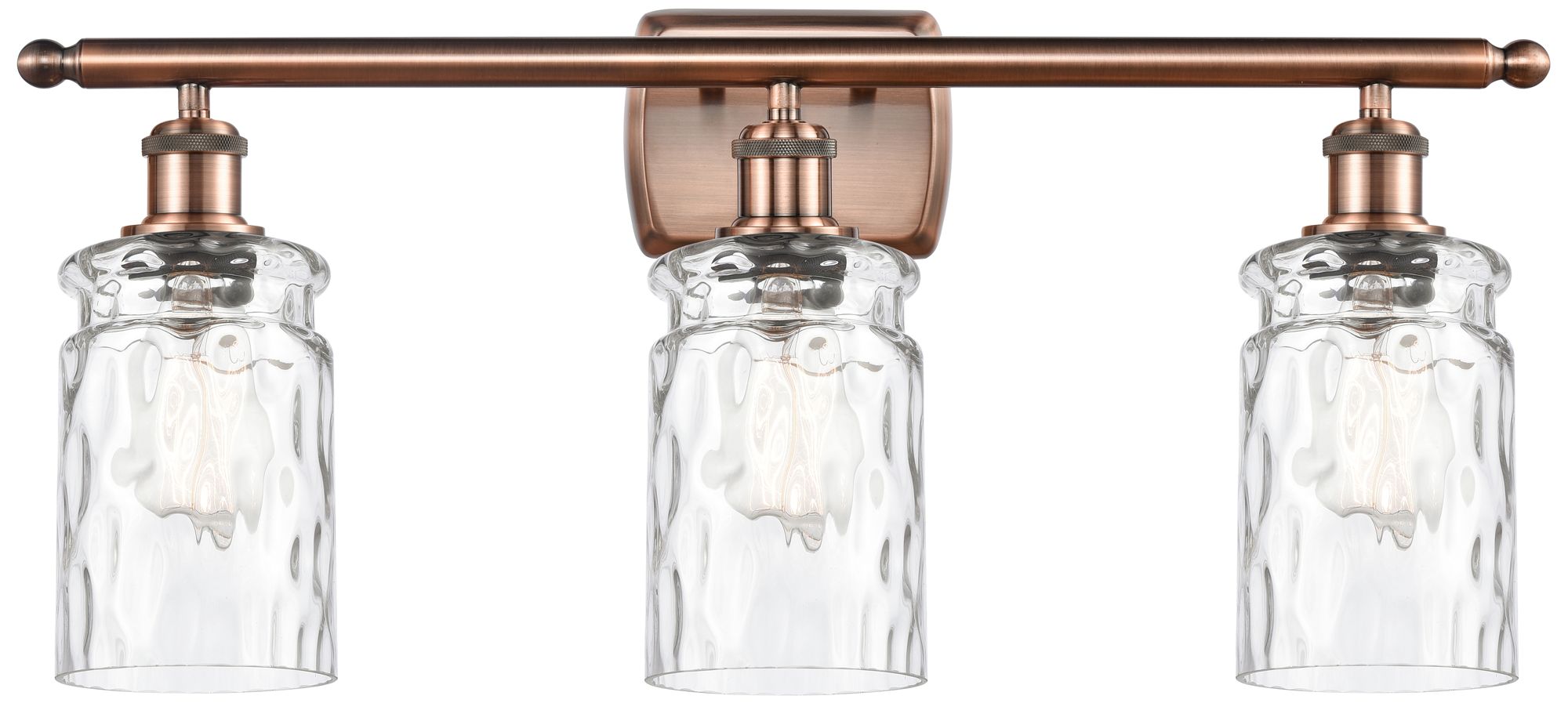 Candor 26" Wide 3 Light Copper Bath Vanity Light w/ Clear Waterglass S ...