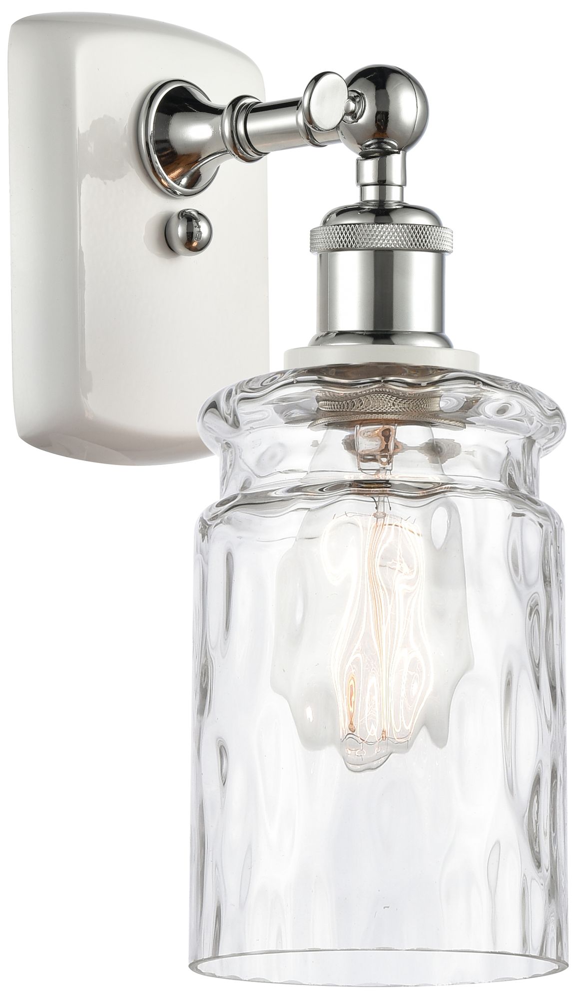 Candor 5" White & Chrome Sconce w/ Clear Waterglass Shade - #314C7 ...