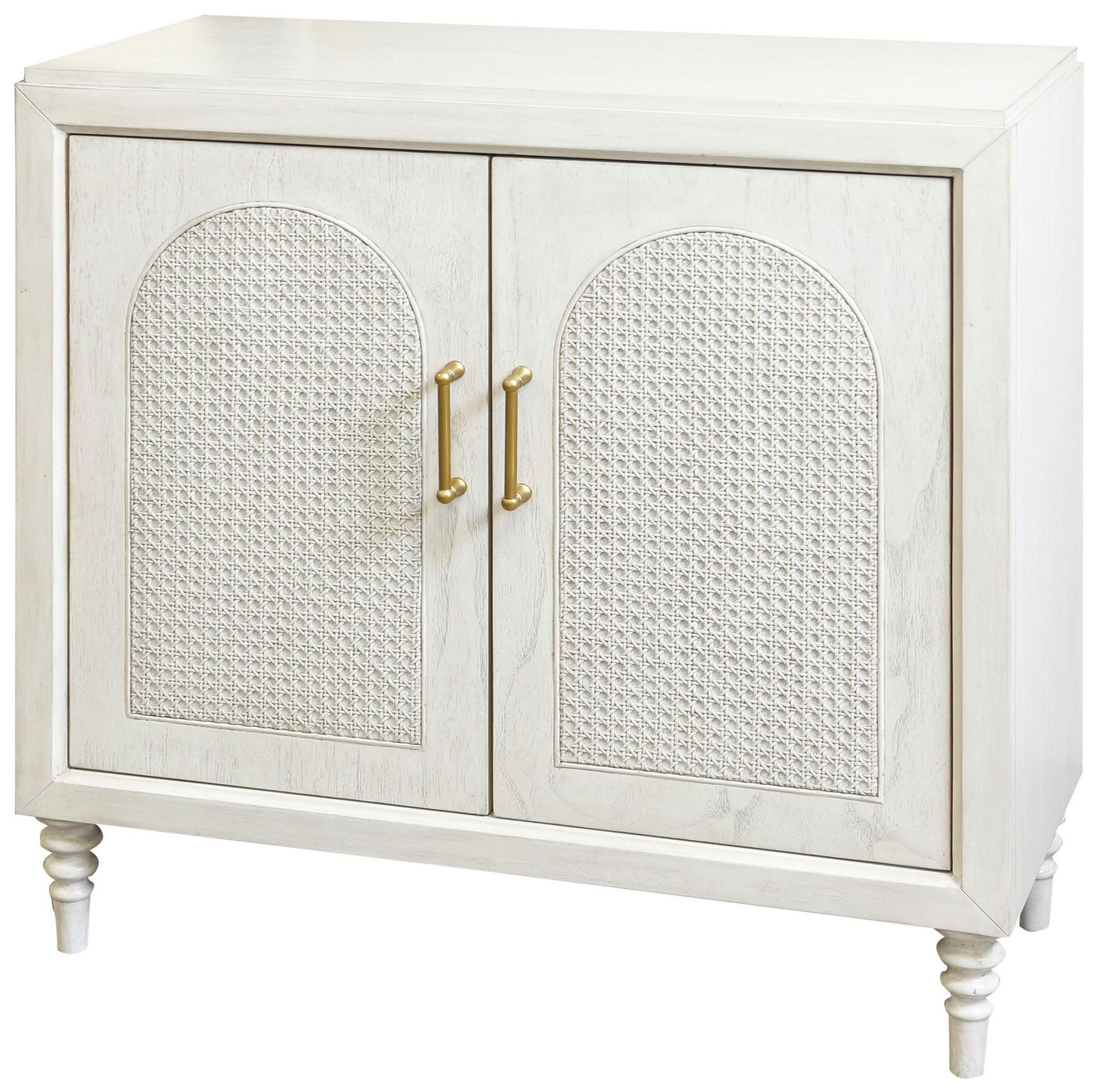 Cane Arch Two Door White Faux Wood Woven Cane Chest - #504C8 | Lamps Plus