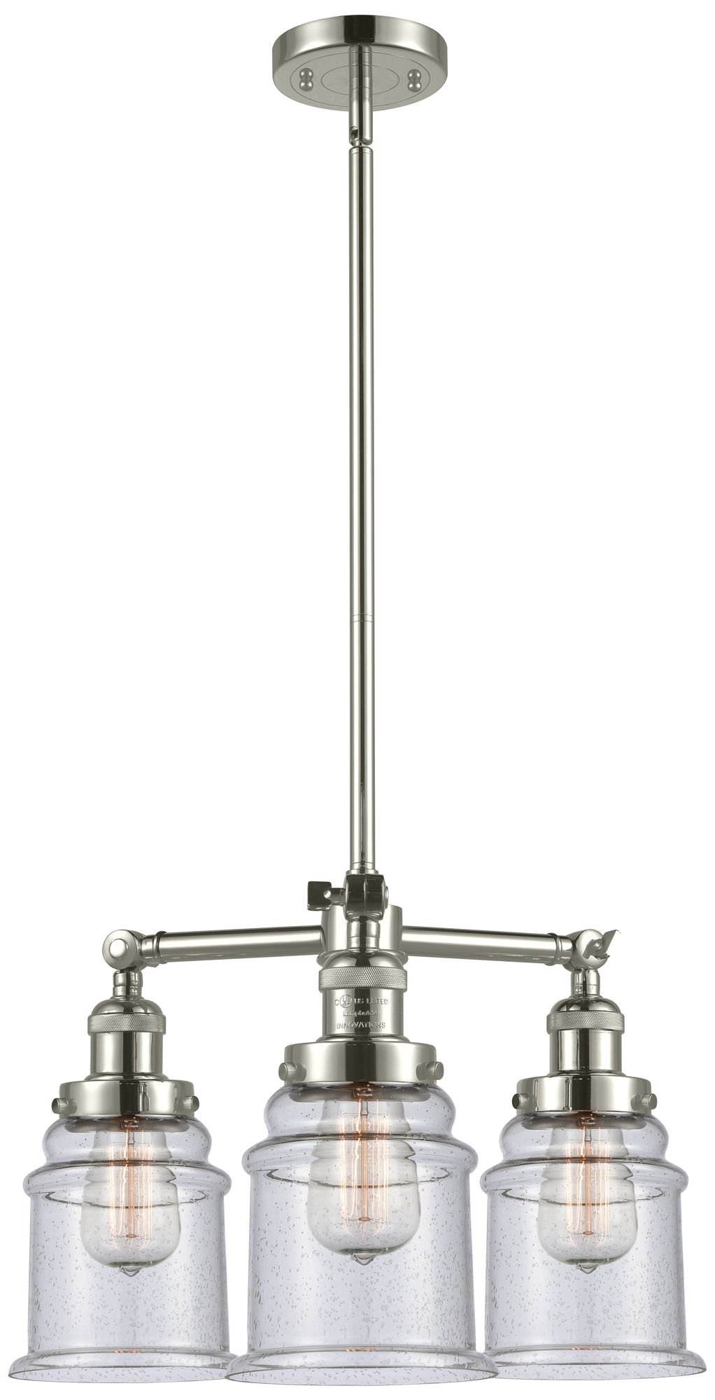 Canton 18" Wide 3 Light Polished Nickel Chandelier w/ Seedy Shade ...