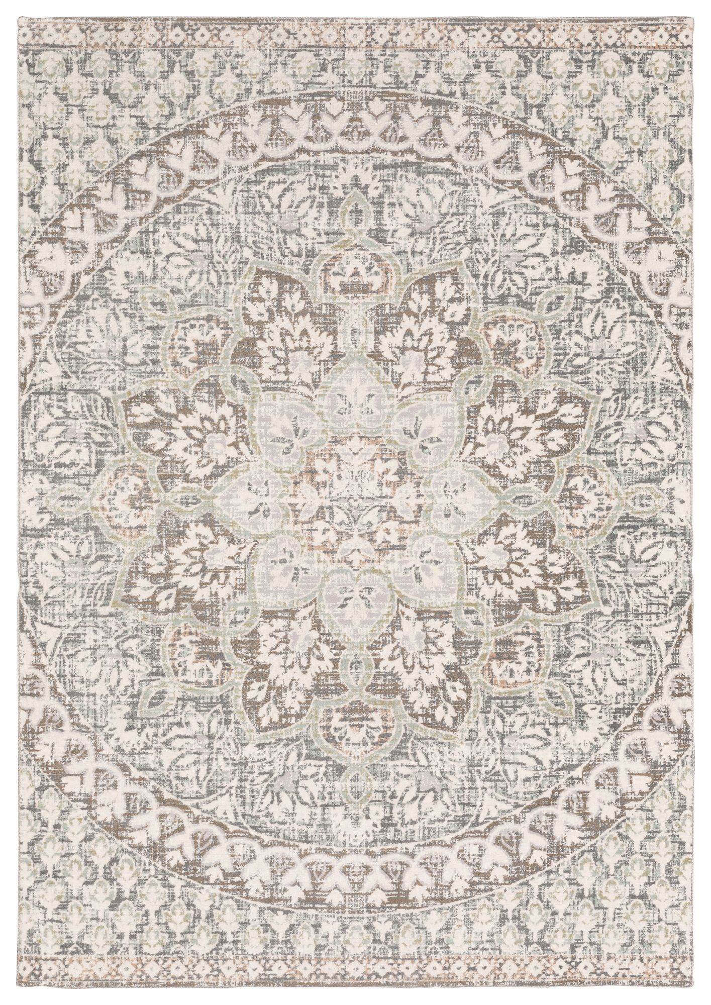 Capistrano Ivory and Gray Medallion Area Rug - #82M11 | Lamps Plus