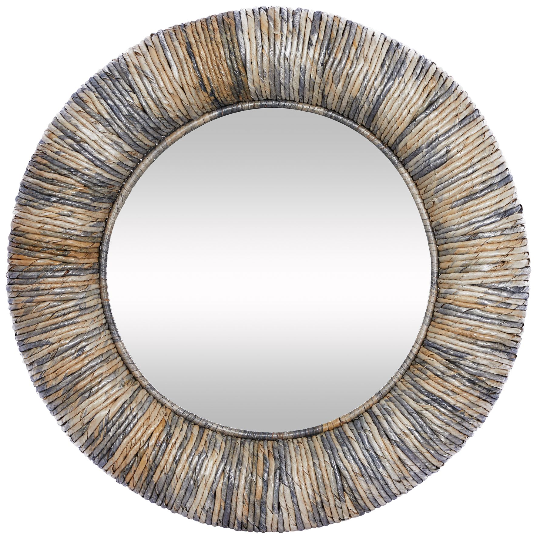 Capistrano Distressed Rope 35" Rustic Coastal Round Wall Mirror ...