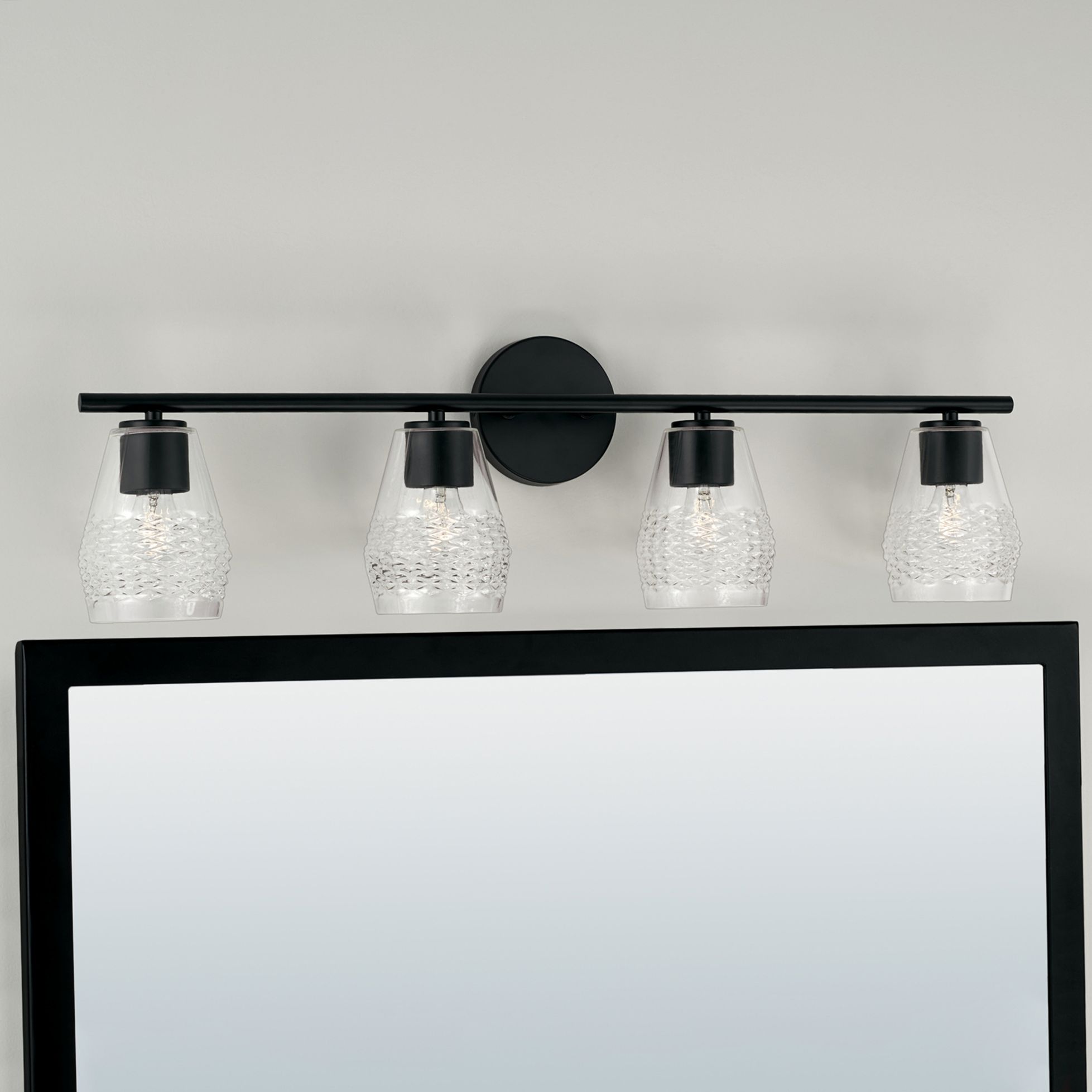 Capital Dena 32 1/2" Wide Matte Black 4-Light Bath Light - #172E3 | Lamps Plus