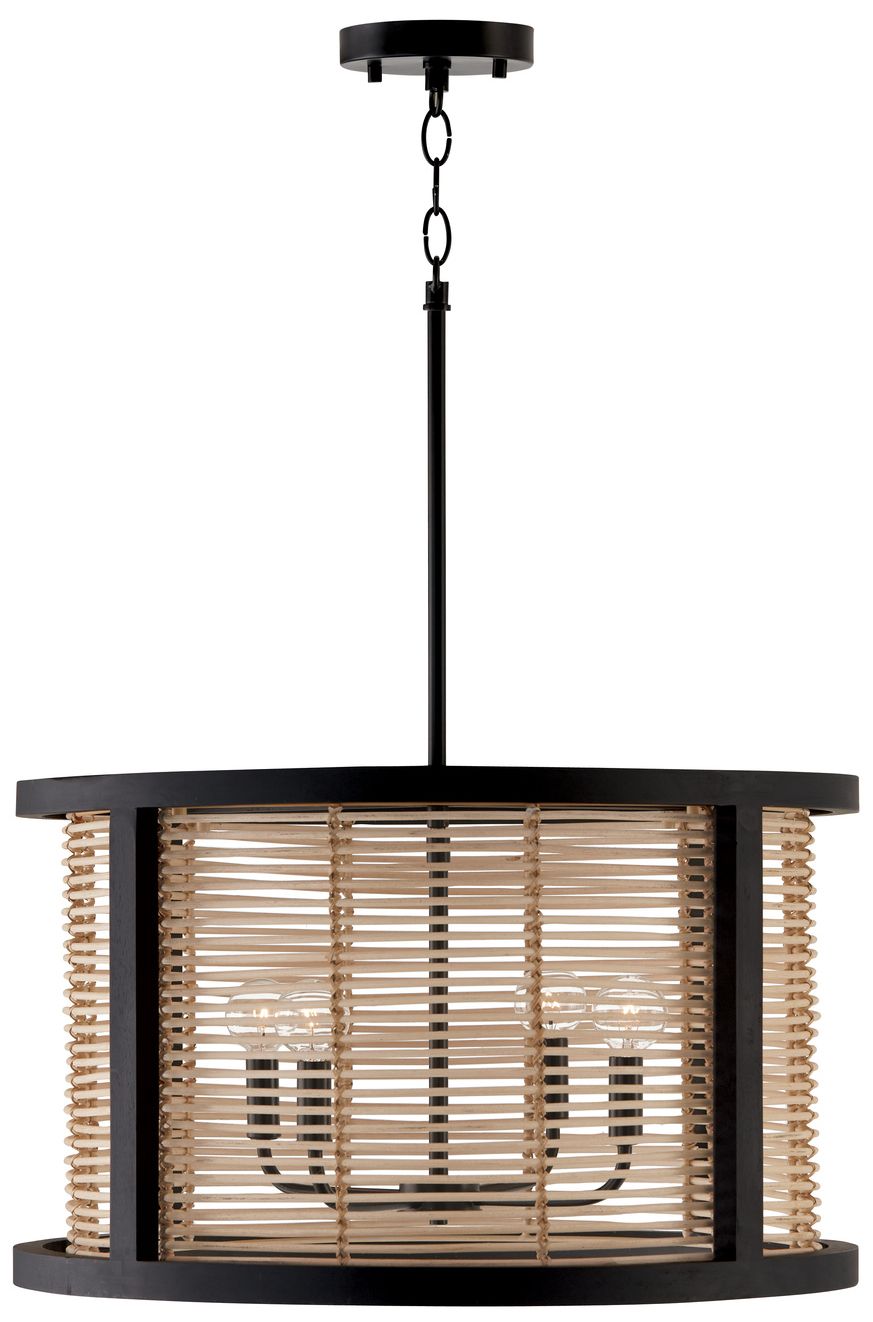 Capital Lighting Rico 22" Wide 4-Light Mango Wood Drum Pendant - #600M3 ...