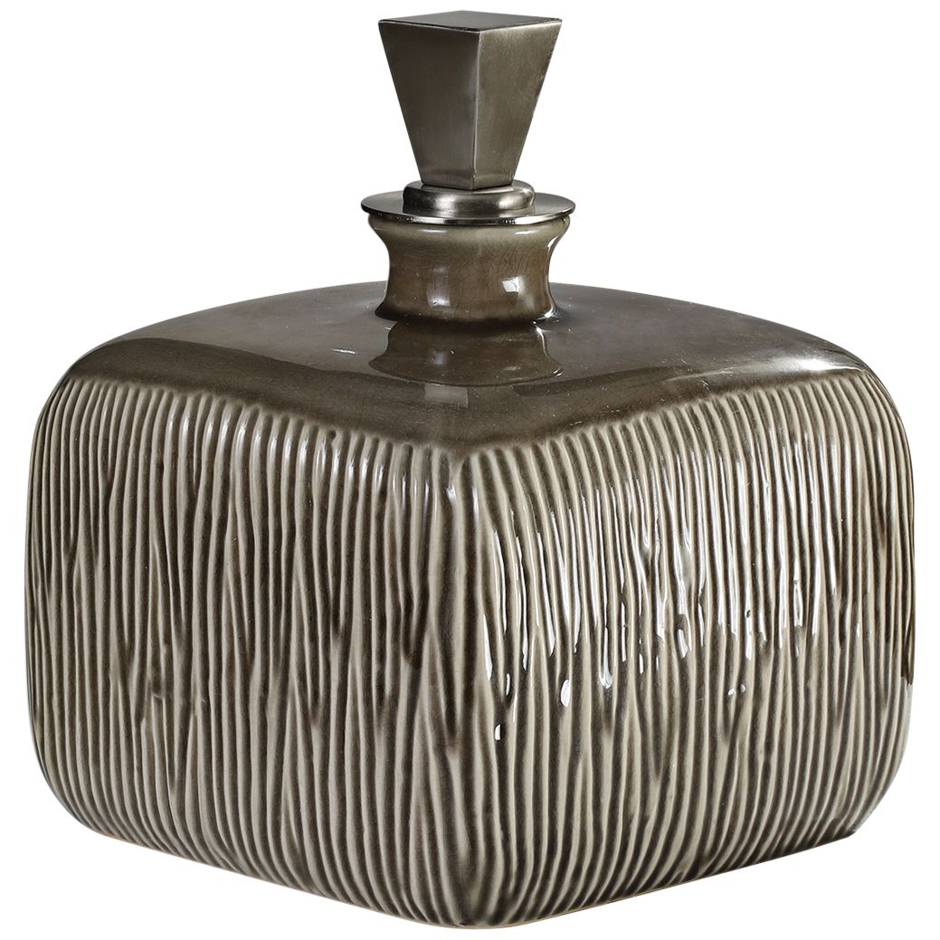 Cayson Raw Umber Brown Ribbed Ceramic Bottle Set of 2 - #58R00 | Lamps Plus