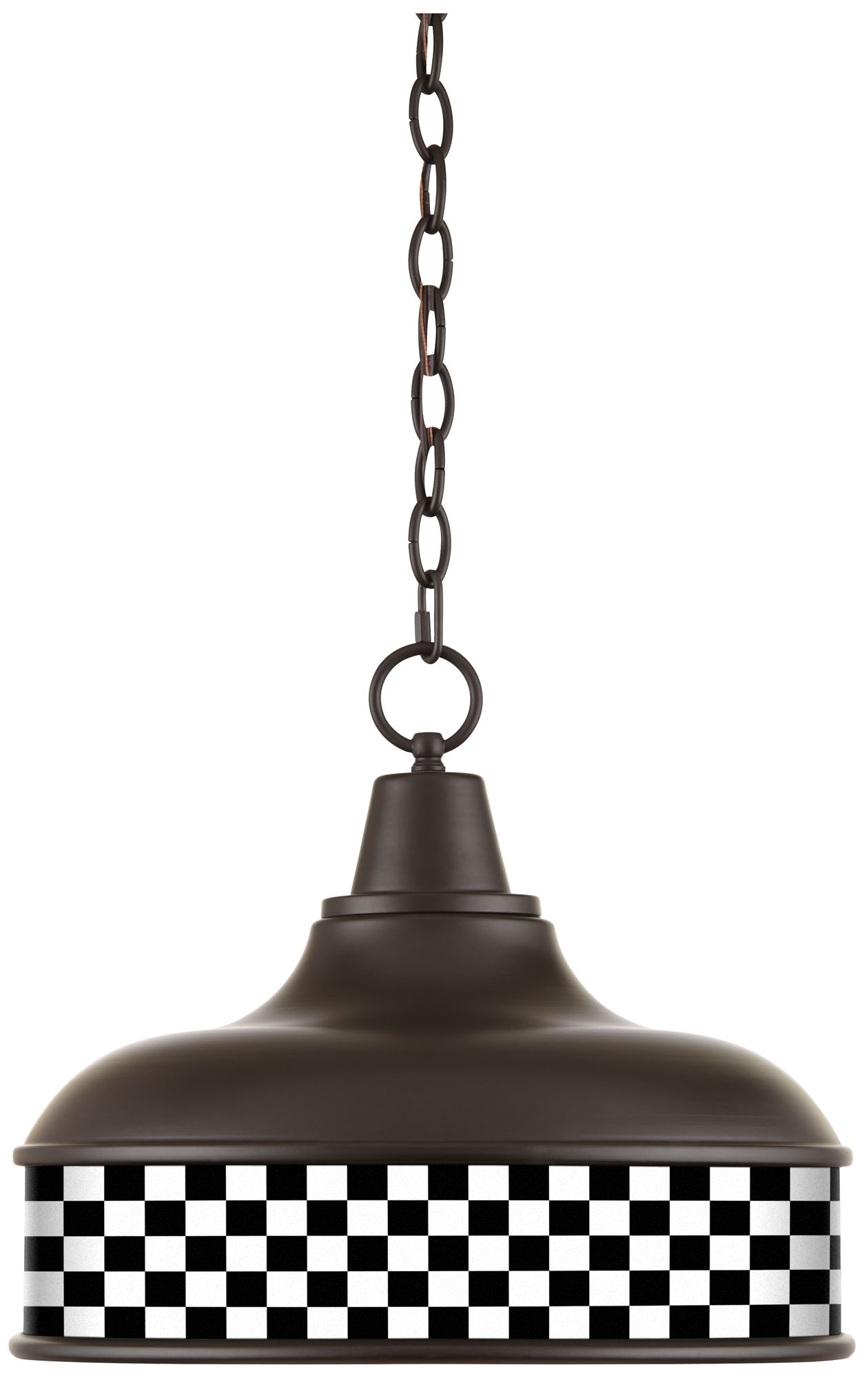 Checkered Noir Benson 15" Wide Bronze Pendant Light - #81R28 | Lamps Plus
