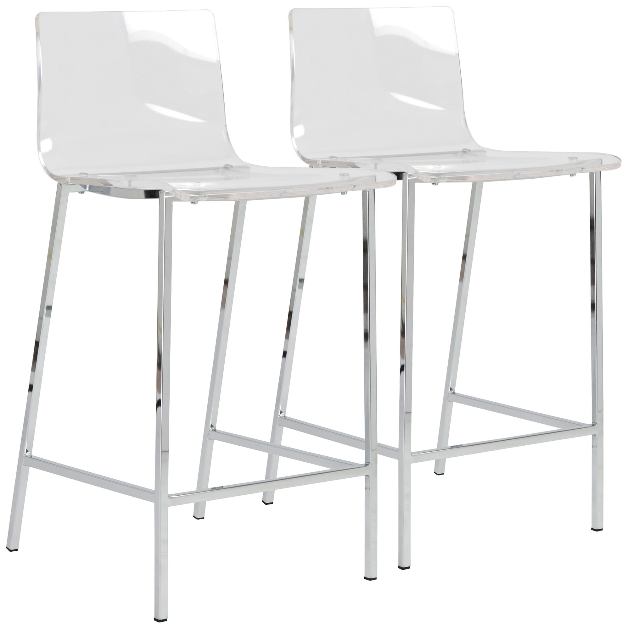 Chloe Set of 2 Acrylic and Chrome 26" Counter Stools - #2P788 | Lamps Plus