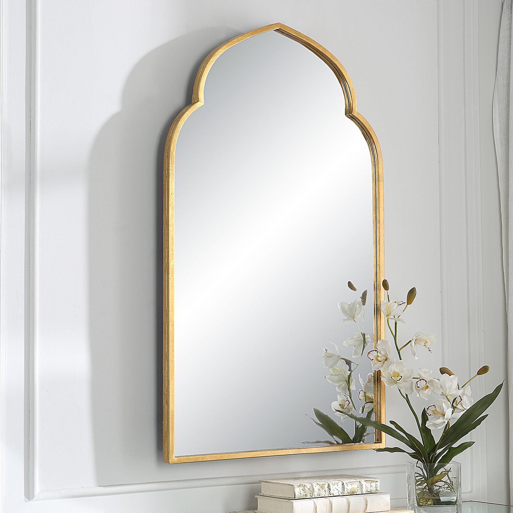 Antiqued Gold Arch Mirror 22x38 Wall Mounted - #1348W | Lamps Plus