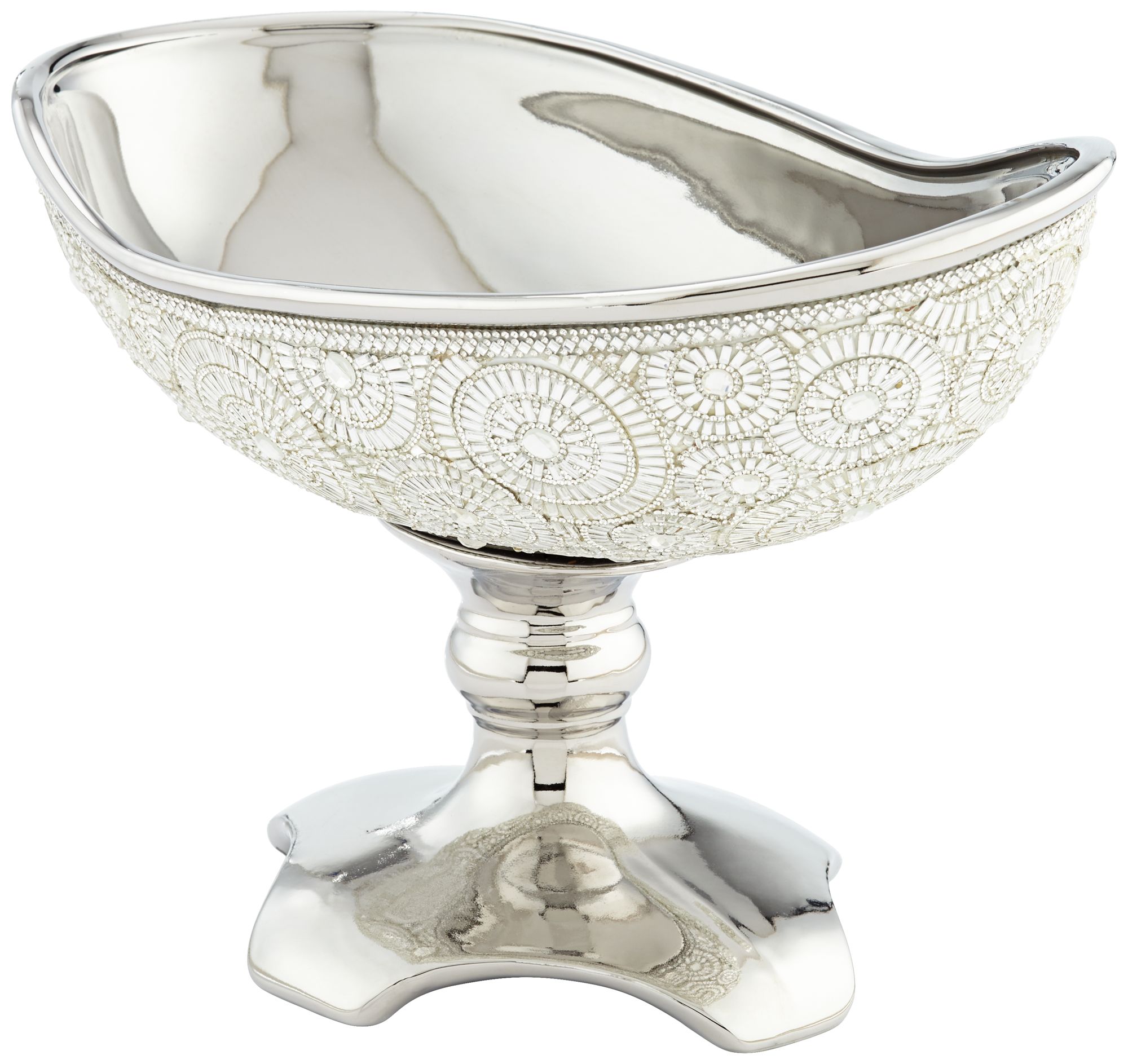 Circle Bling Silver Plating Ceramic Fruit Bowl - #82N86 | Lamps Plus