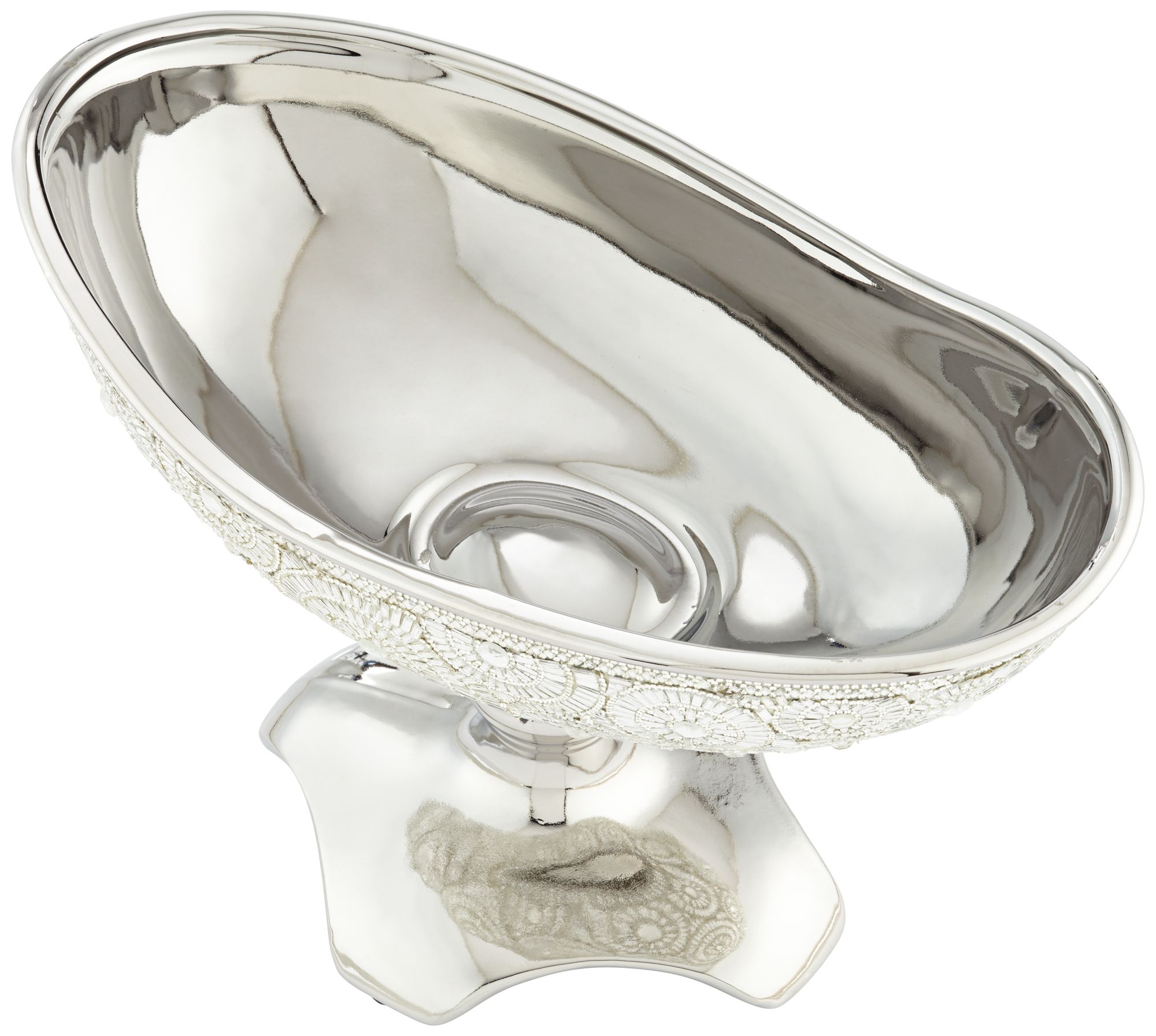 Circle Bling Silver Plating Ceramic Fruit Bowl - #82N86 | Lamps Plus