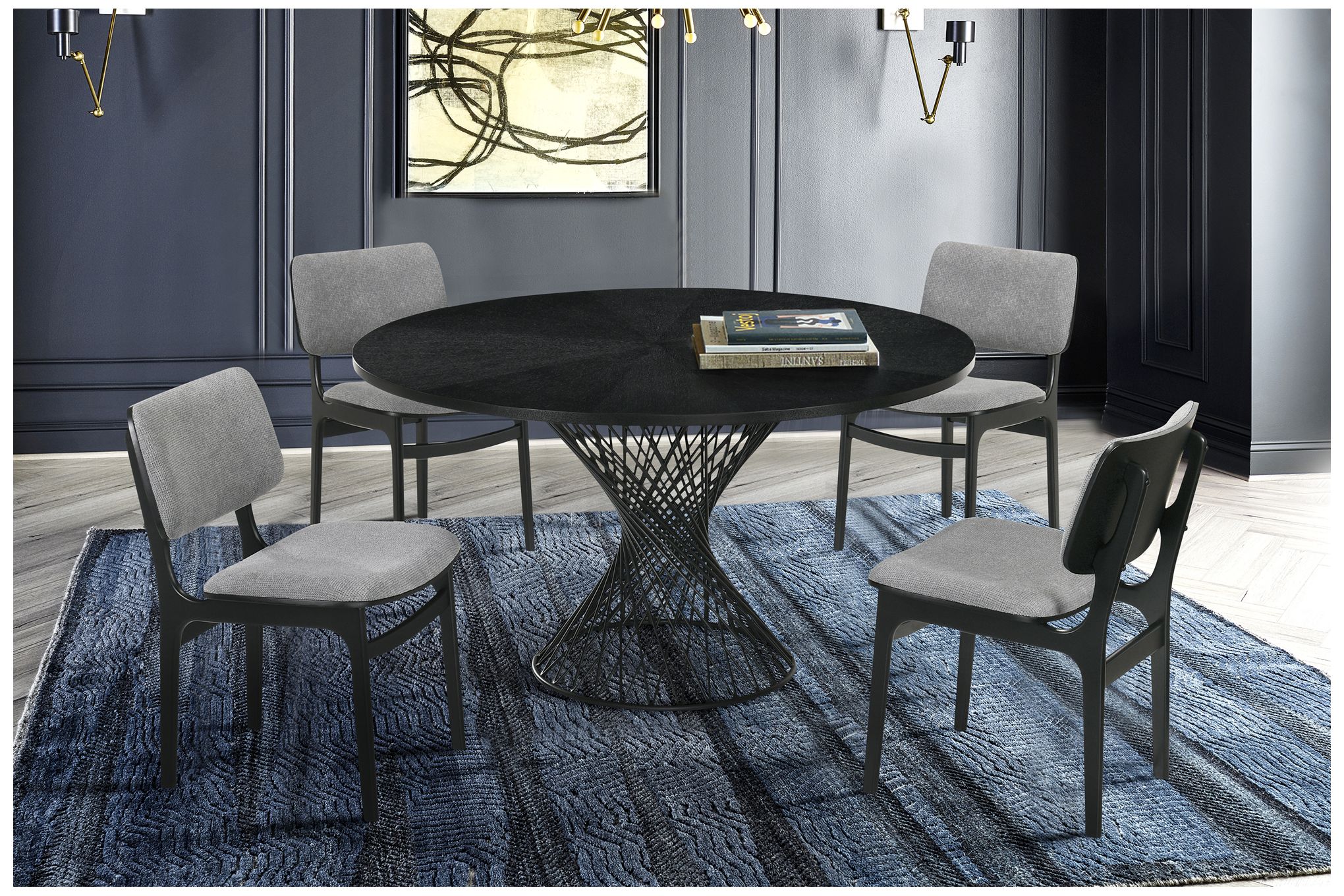Cirque 54 in. Round Dining Table in Black Wood and Metal - #552W7 ...