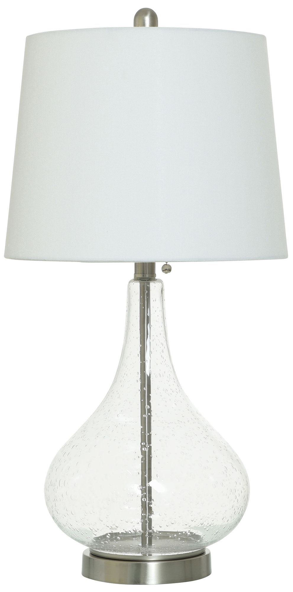 Clara 27" High Clear Seeded Glass Silver Table Lamp Off-White Shade ...
