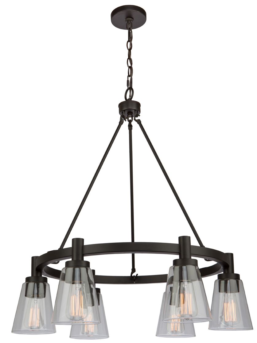 Clarence 6-Light Oil Rubbed Bronze Metal and Clear Glass Chandelier ...