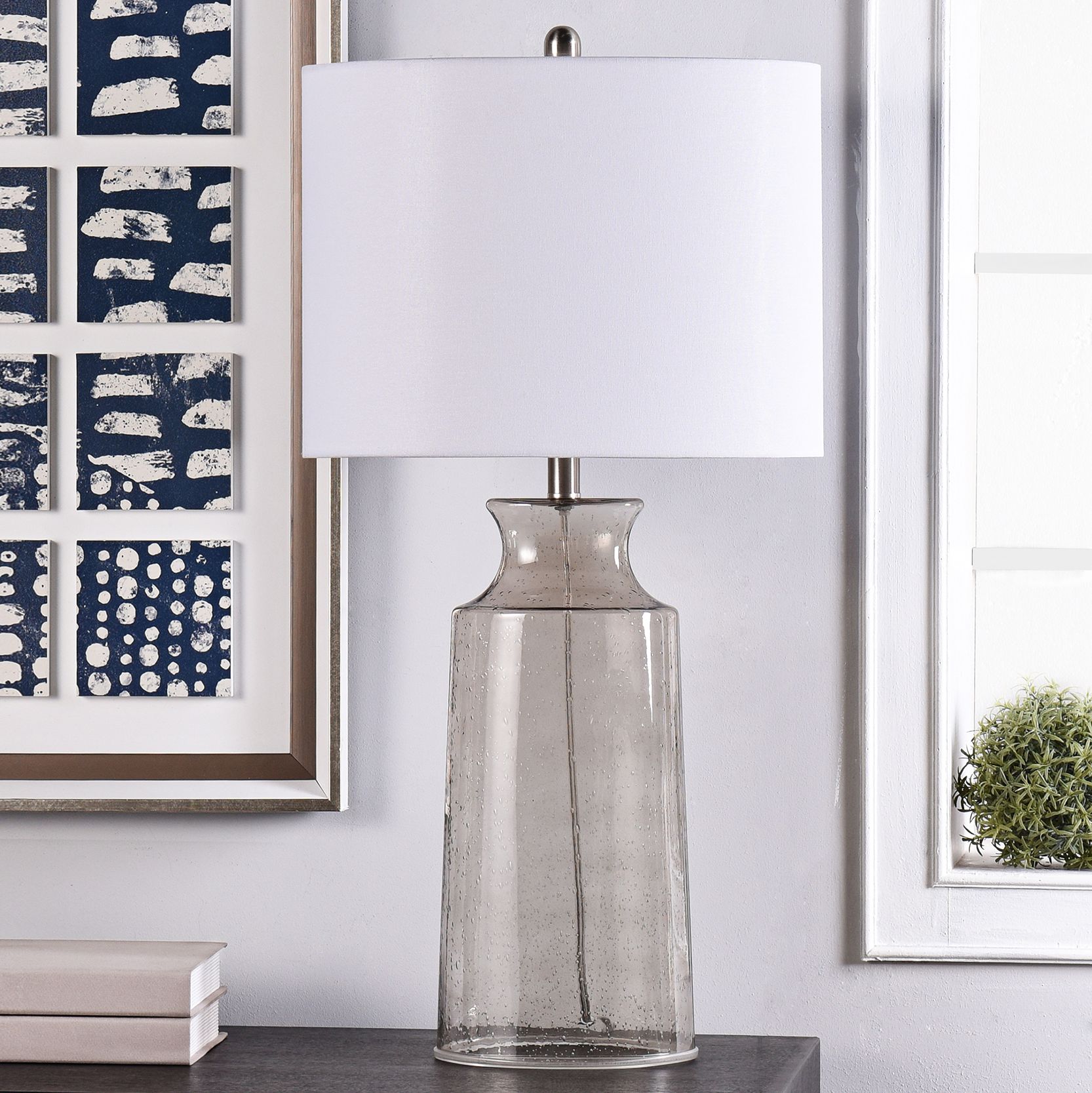 Clove Smokey Gray Glass Vase Table Lamp - #94C31 | Lamps Plus