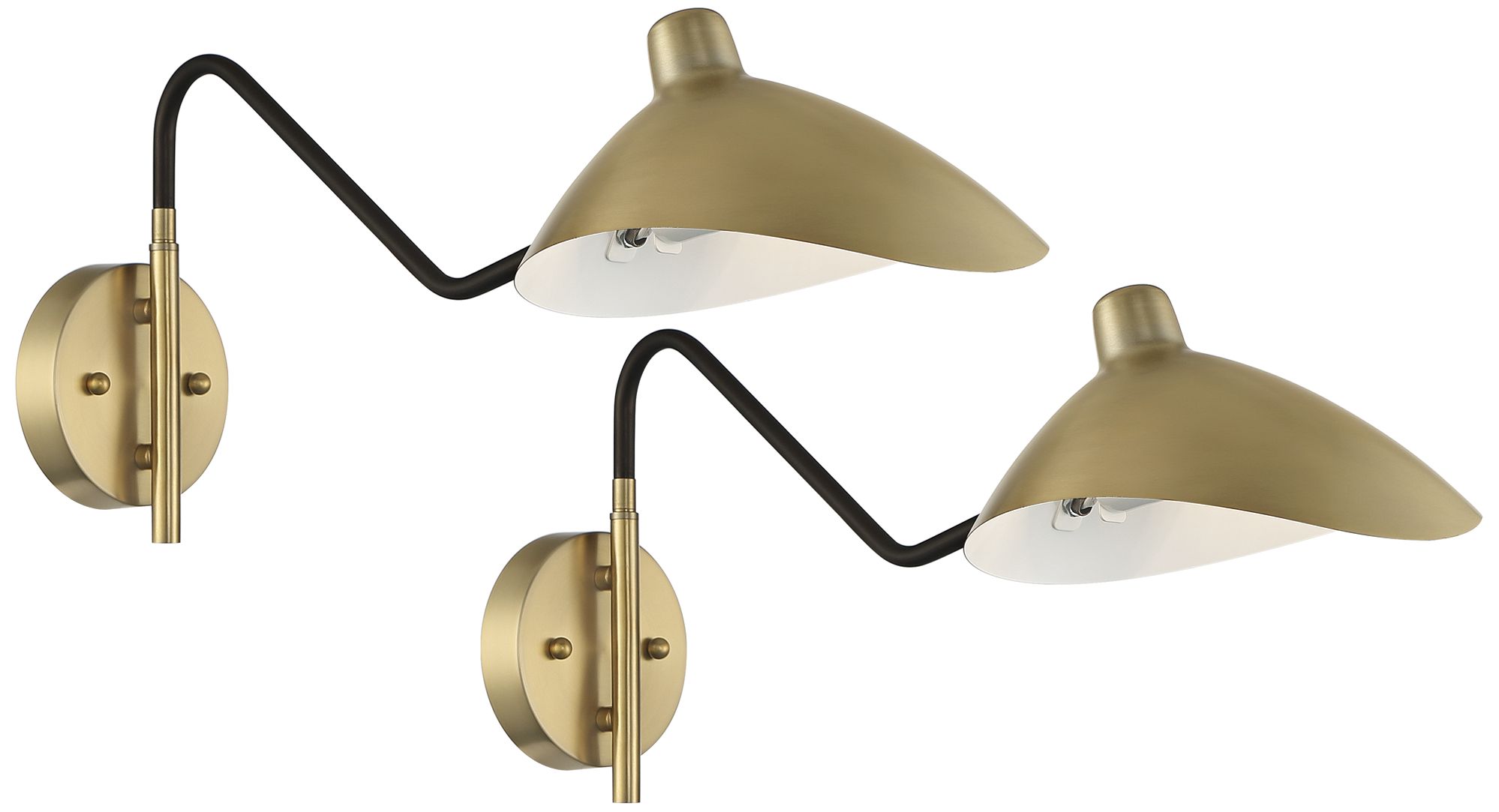 Colborne Brass Black Hardwire Swing Arm Wall Lamps Set of 2 - #567X4 ...