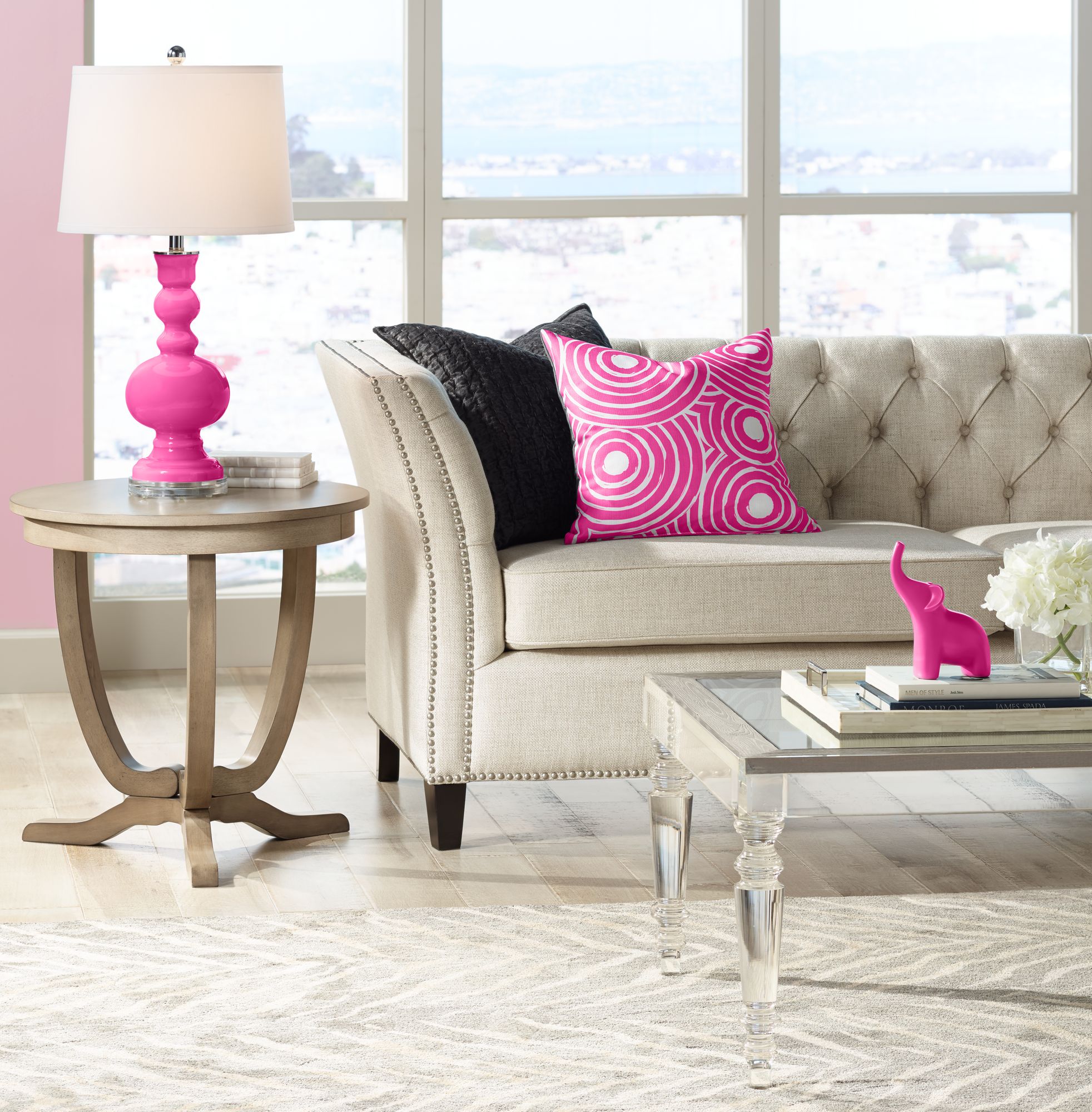 Color Plus Apothecary 30" High Fuchsia Pink Glass Table Lamp - #9V443 ...