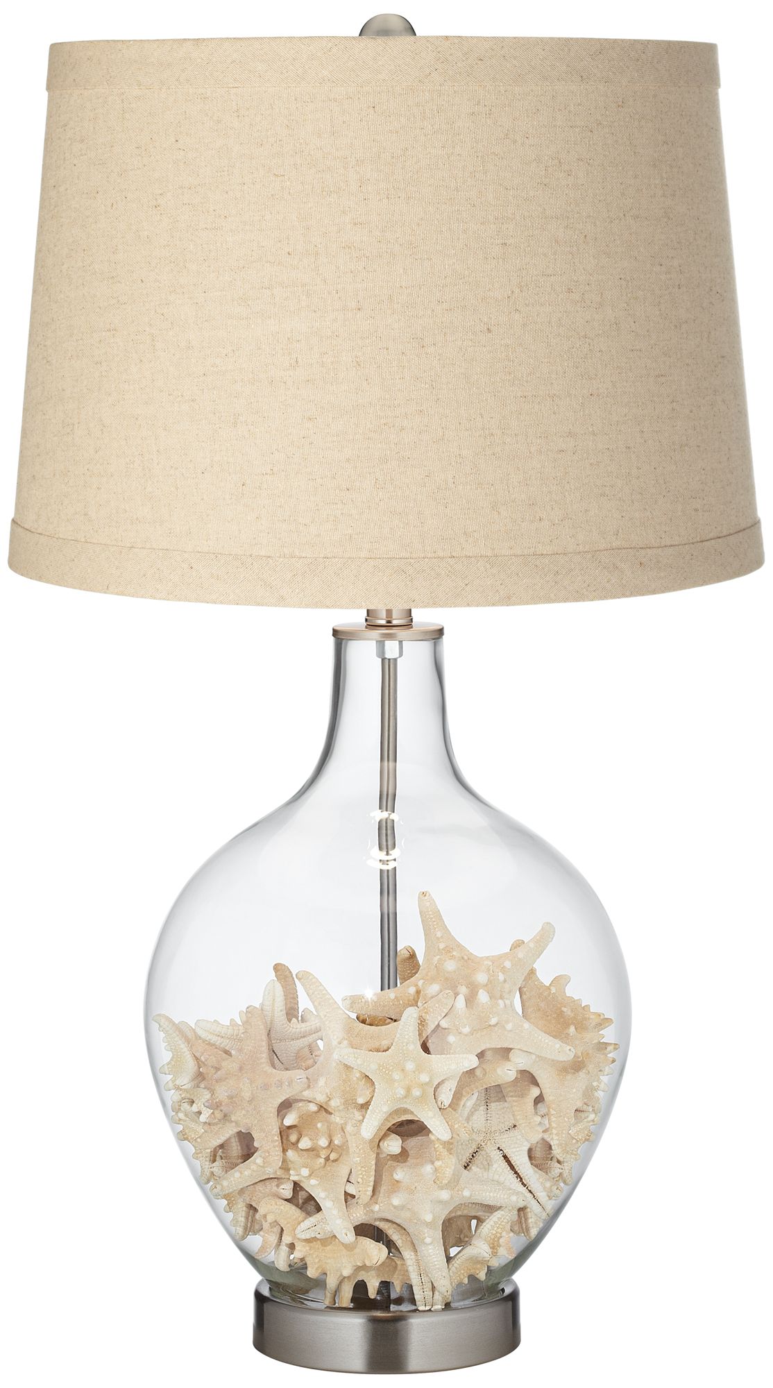 Color Plus Ovo 28 1/2" Burlap and Clear Glass Fillable Table Lamp ...