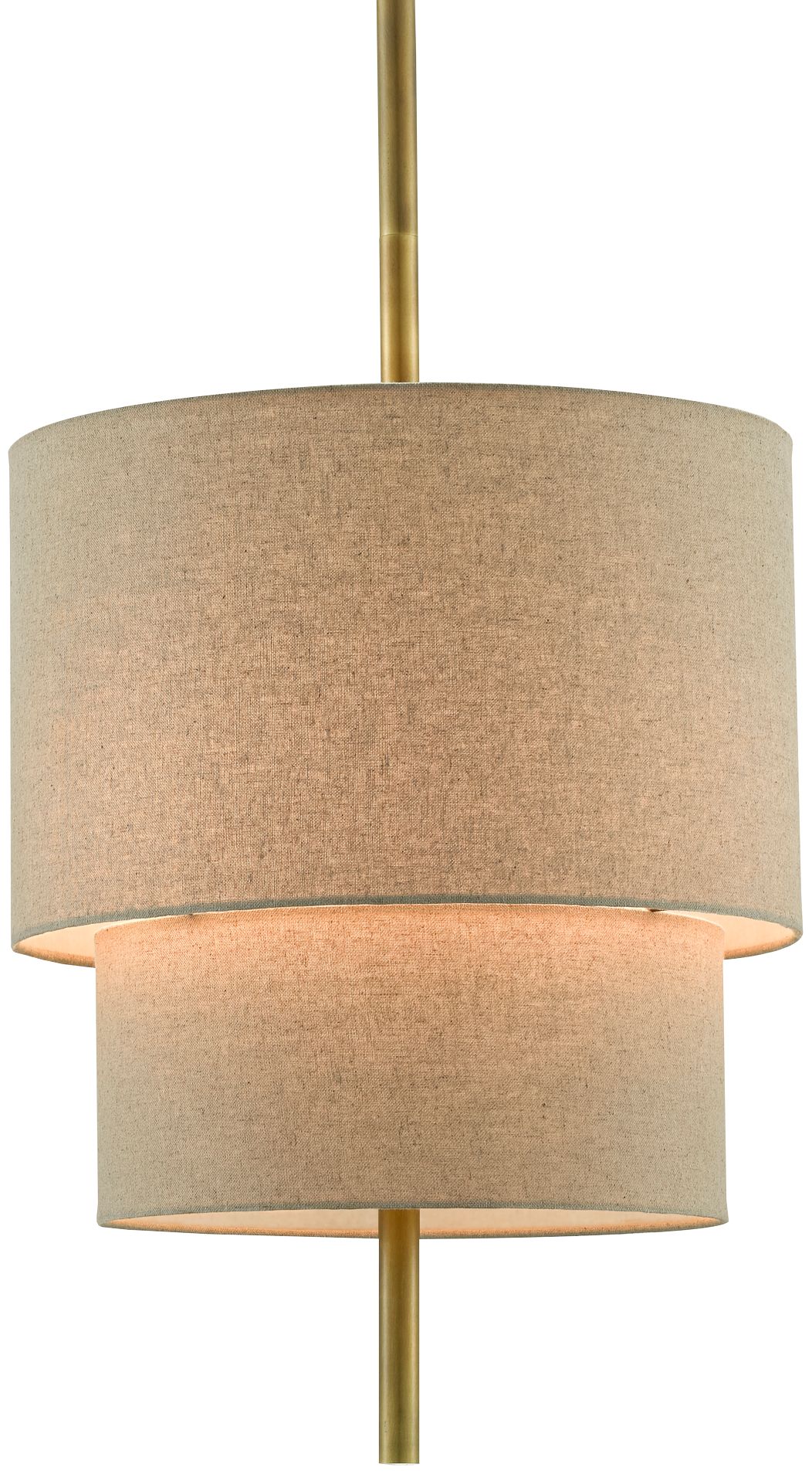 Combermere 19" Wide Antique Brass and Linen Pendant Light - #88A32 ...
