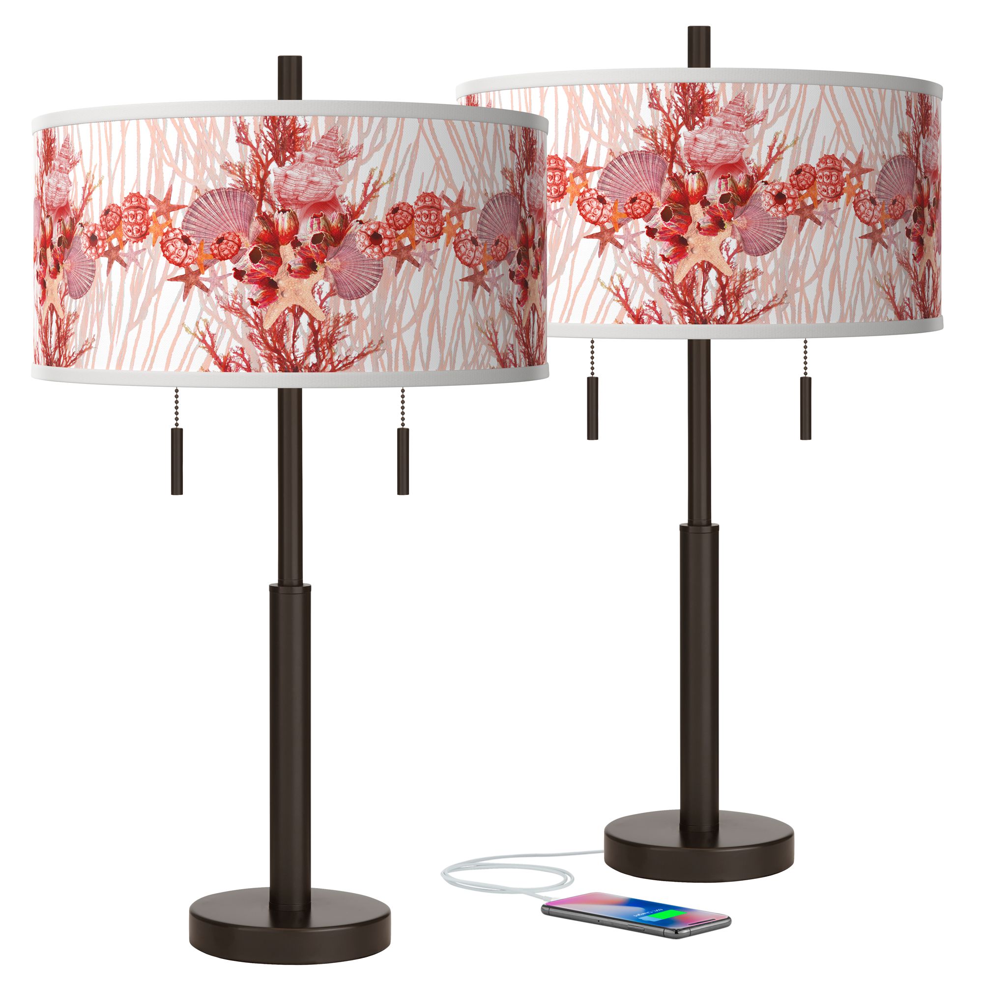 Corallium Robbie Bronze USB Table Lamps Set of 2 - #248K9 | Lamps Plus