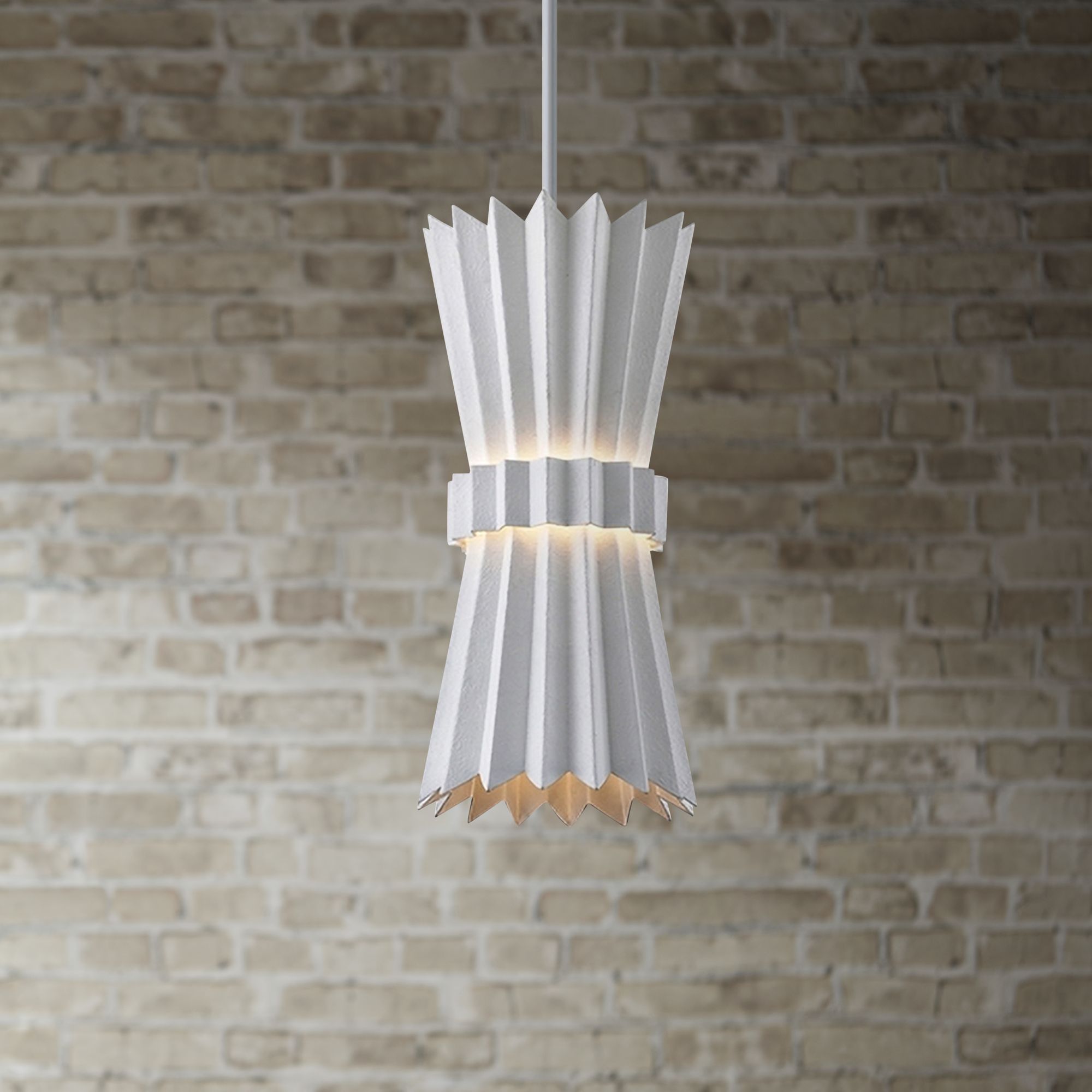 Corbett Moxy 8" Wide Gesso White Mini Pendant Light - #86D63 | Lamps Plus