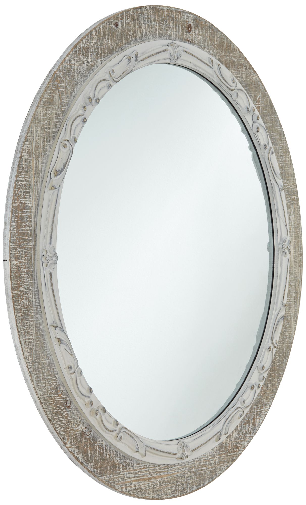 Cornwall Gray and White-Washed 32 3/4" Round Wall Mirror - #657T2 ...