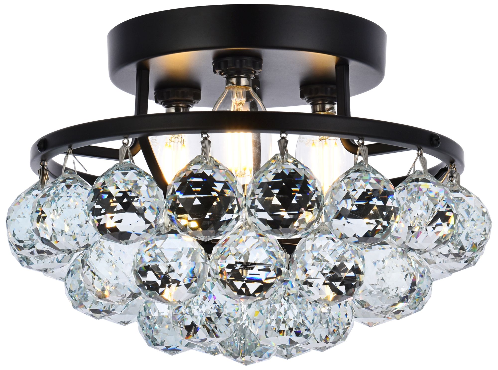 Corona 10" Black Flush Mount - #042H5 | Lamps Plus