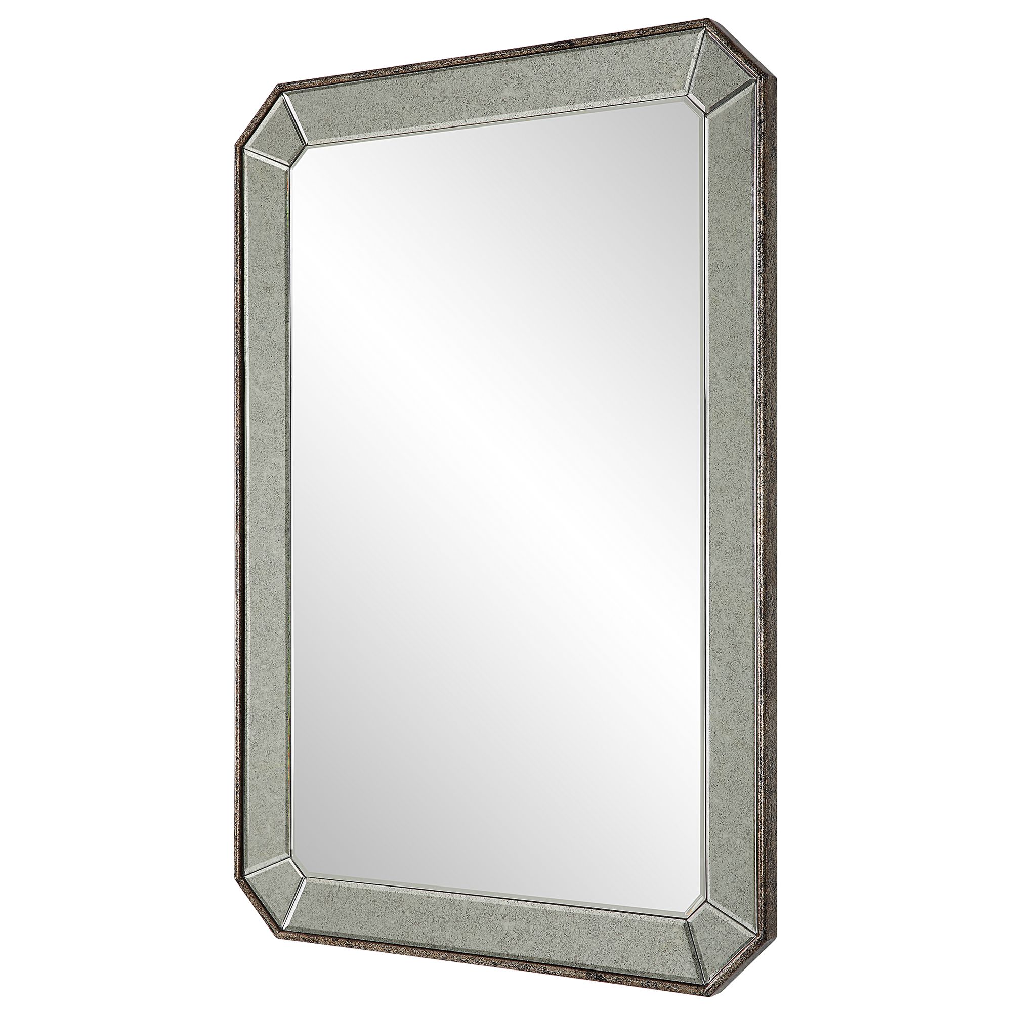 Cortona Mottled Antiqued Silver 26" x 38" Vanity Wall Mirror - #738F9 ...