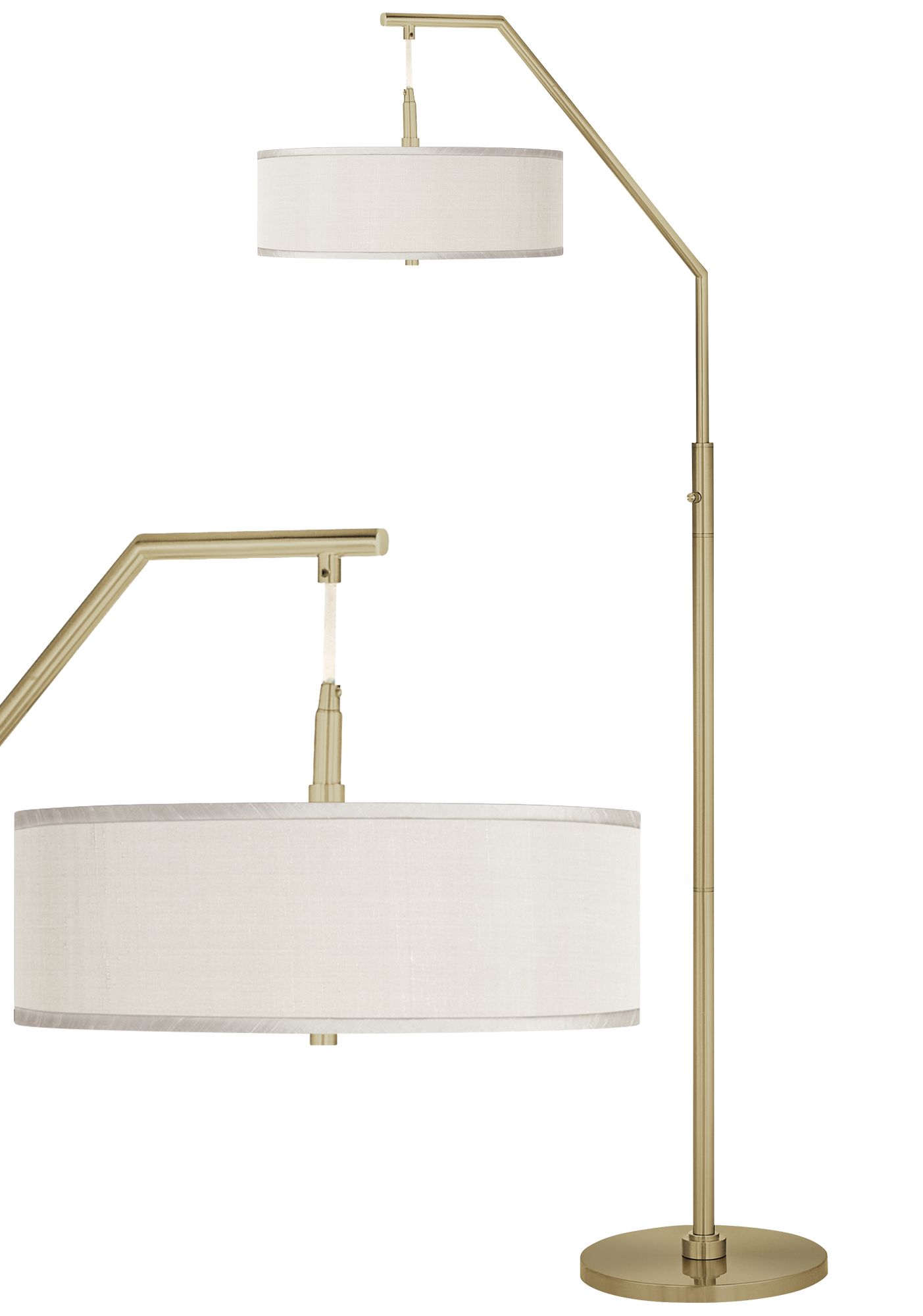 Cream Faux Silk Giclee Warm Gold Arc Floor Lamp - #382G8 | Lamps Plus