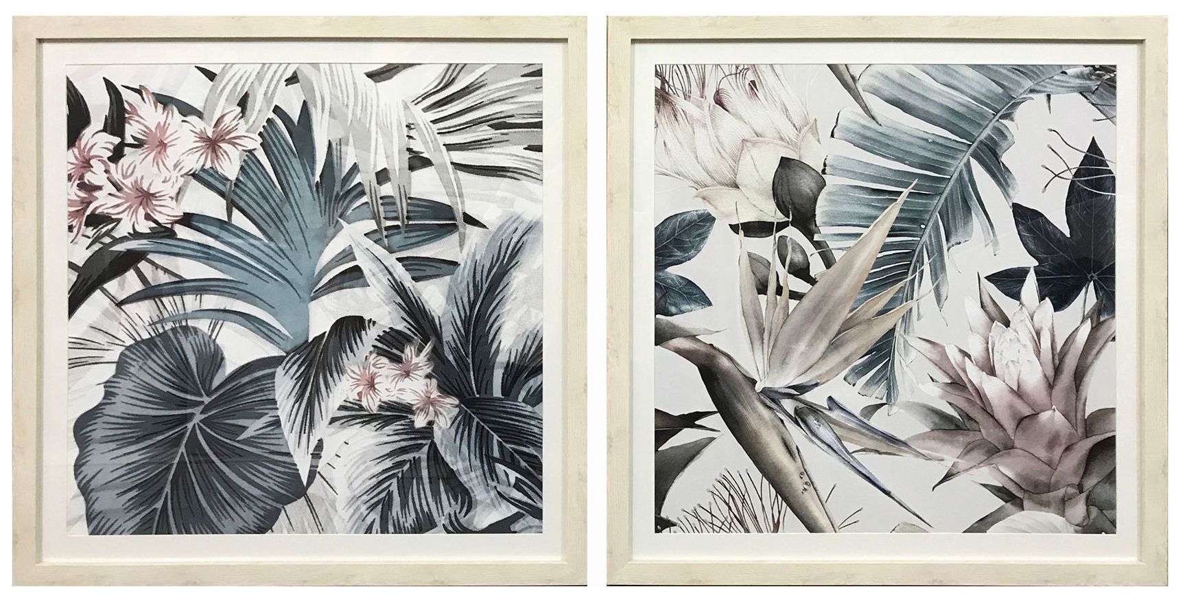 Crestview Collection Coastal Floral Framed Glass Art Set - #431A6 ...