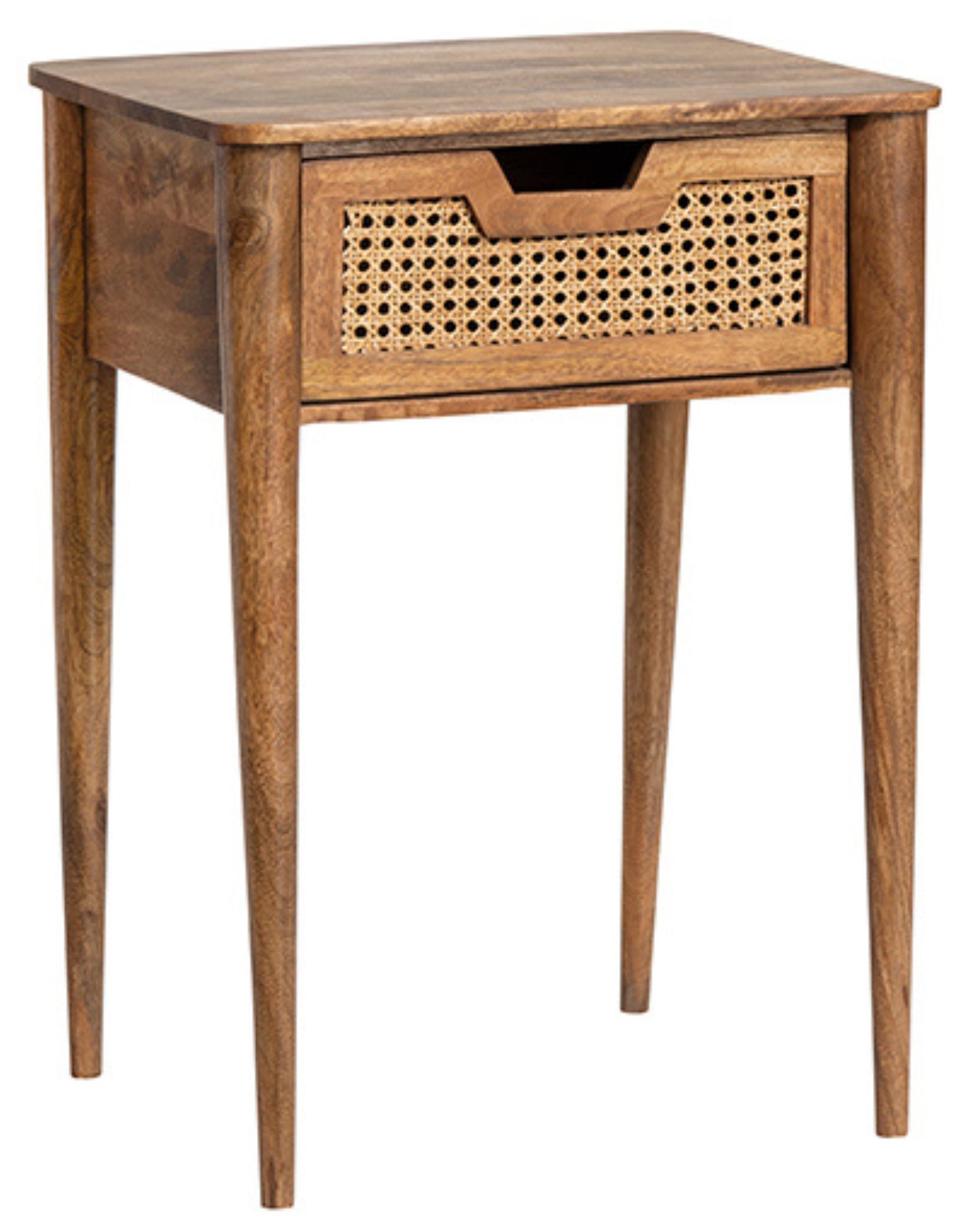 Wood and cane accent table store
