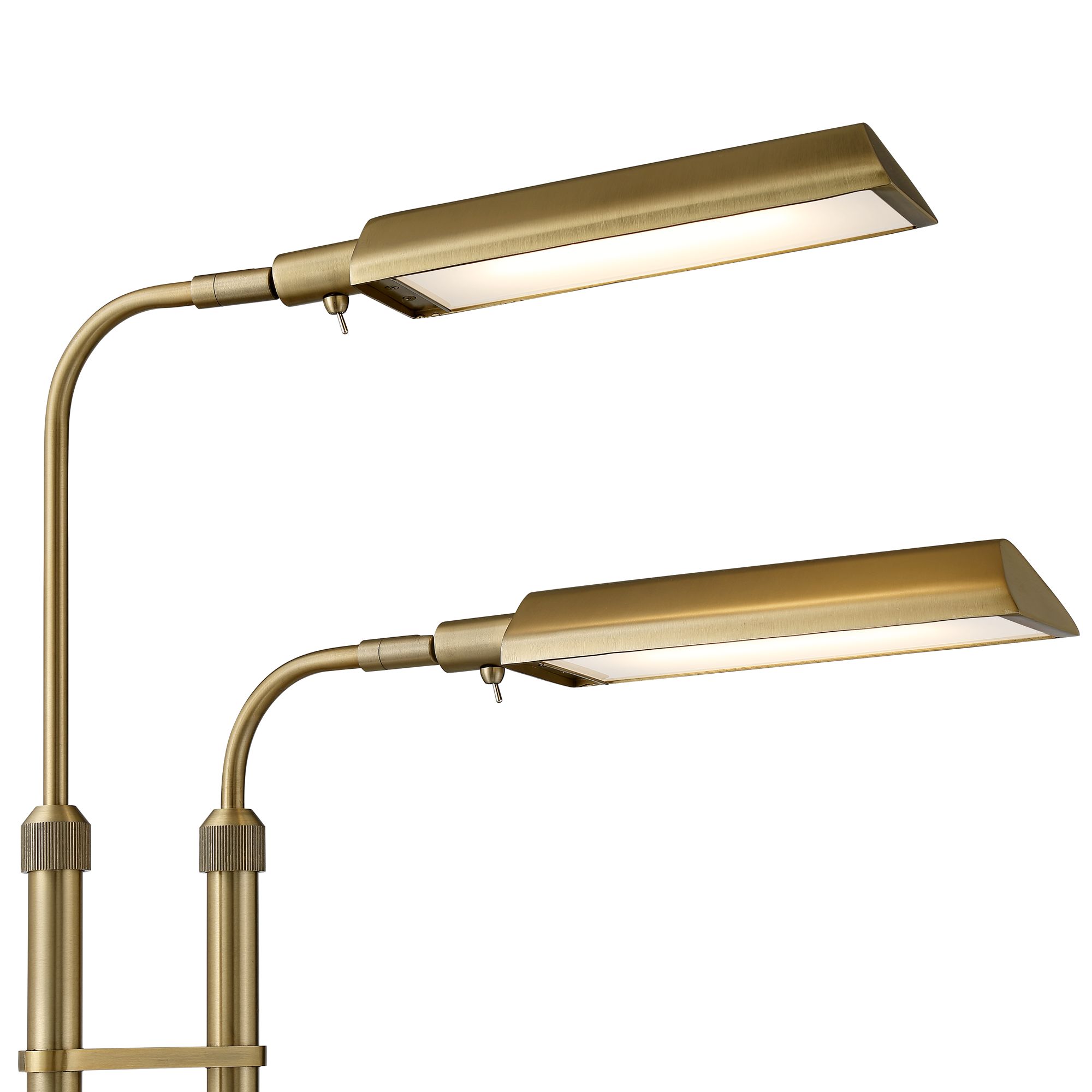 Culver Plated Aged Brass Adjustable 2-Light Pharmacy LED Floor Lamp ...