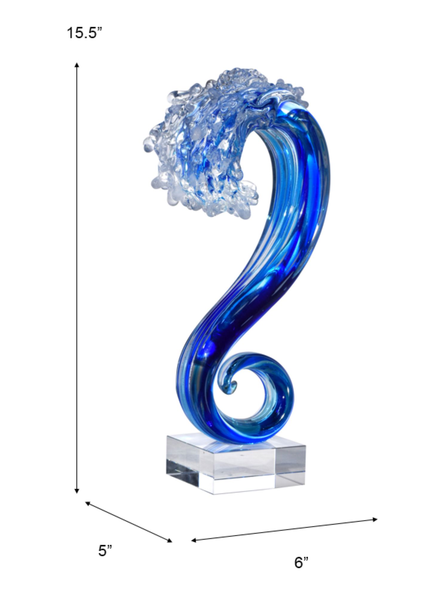 Dale Tiffany 15.5" Tall Pacific Wave Handcrafted Art Glass Sculpture ...