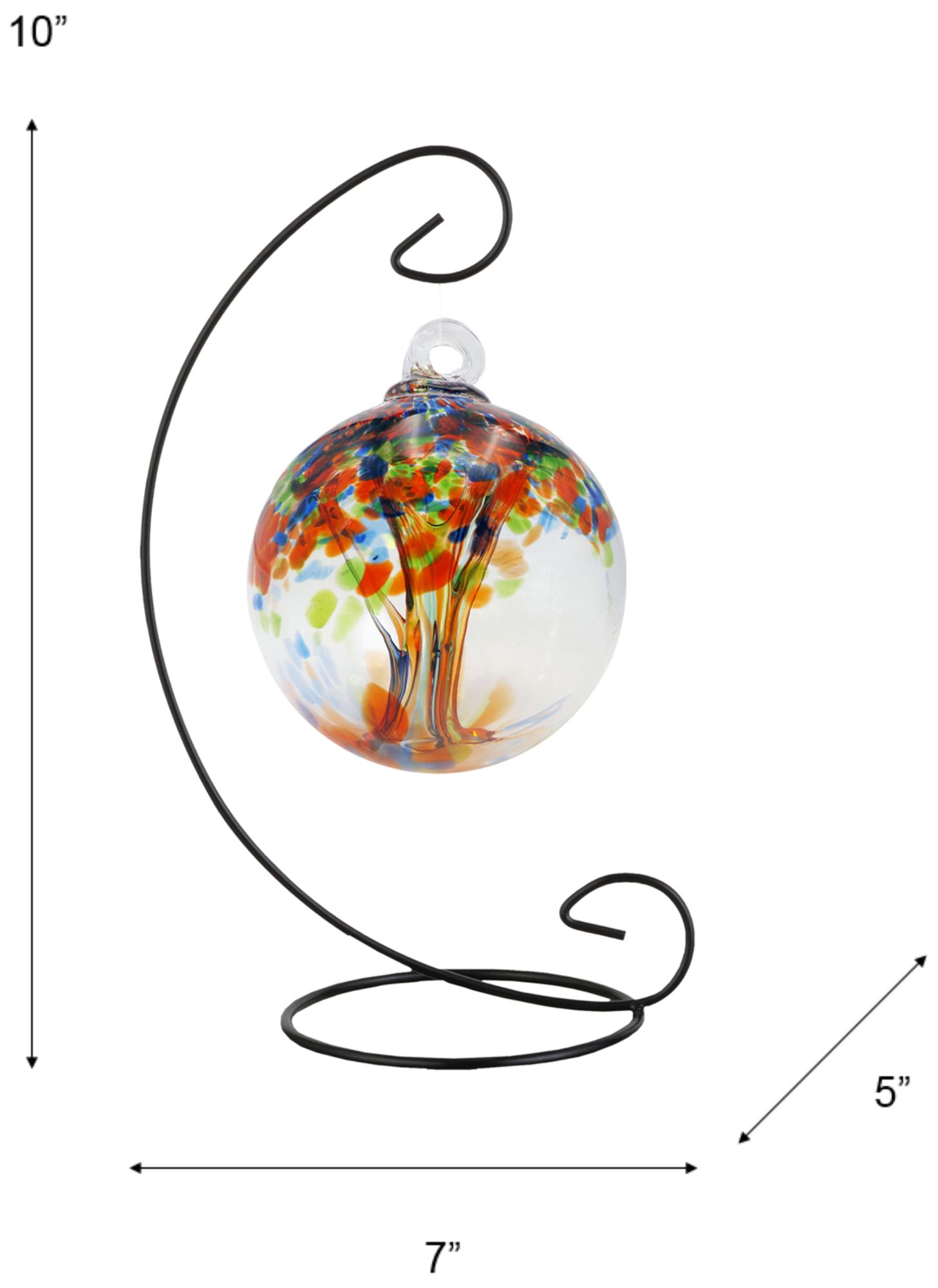 Dale Tiffany Rainbow Tree of Life 4" Royal Hand Blown Glass Ball with ...