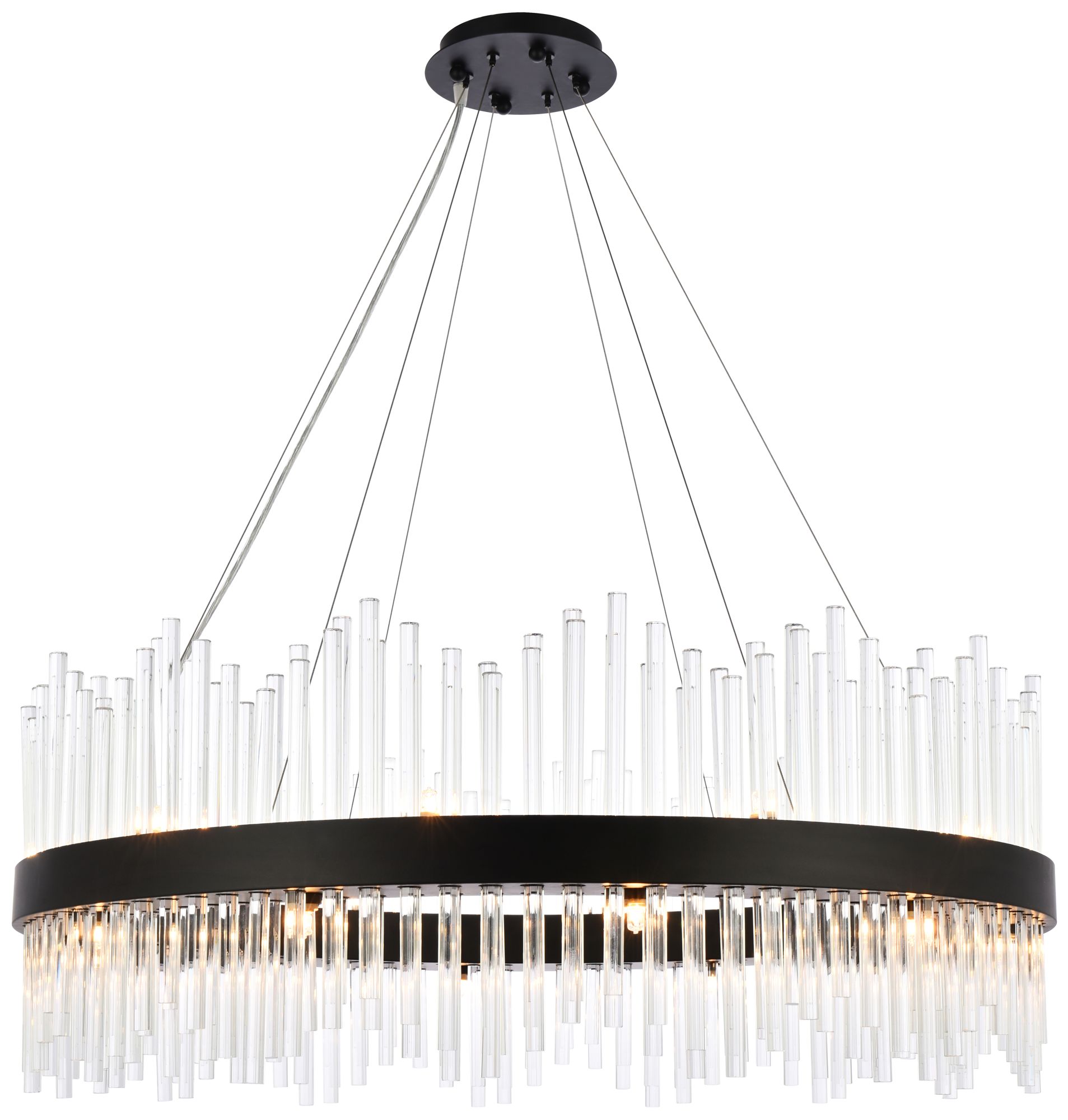 Dallas 36" Round Crystal Pendant In Black - #068H5 | Lamps Plus