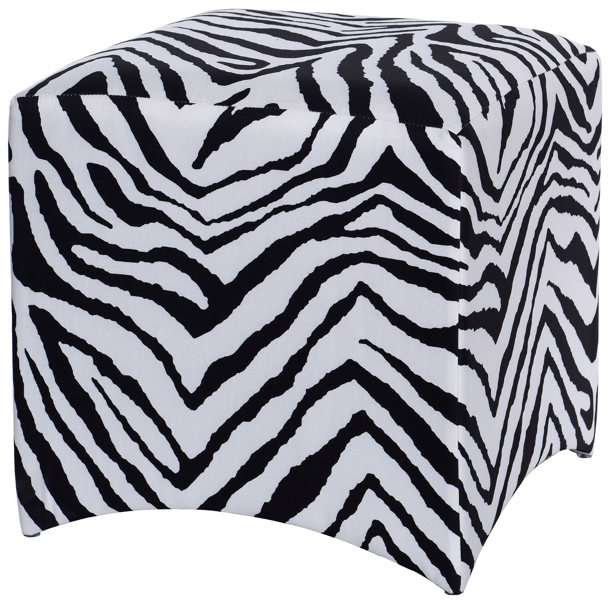 Dann Foley Black & White Zebra Print Linen Upholstered Stool - #872F5 ...