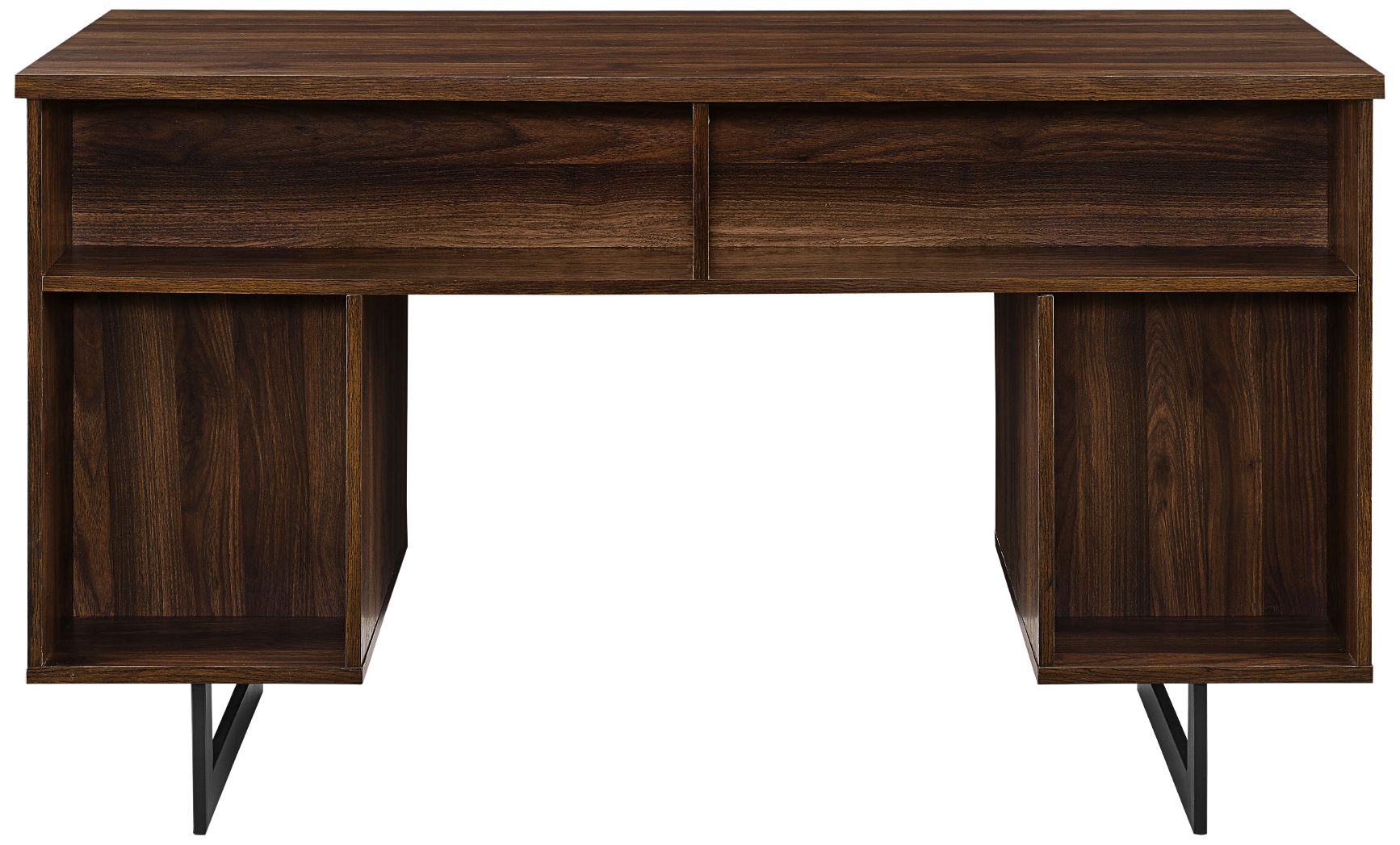 Dark Walnut 54" Wide Wood Executive Desk with Dual Storage - #96J46 ...