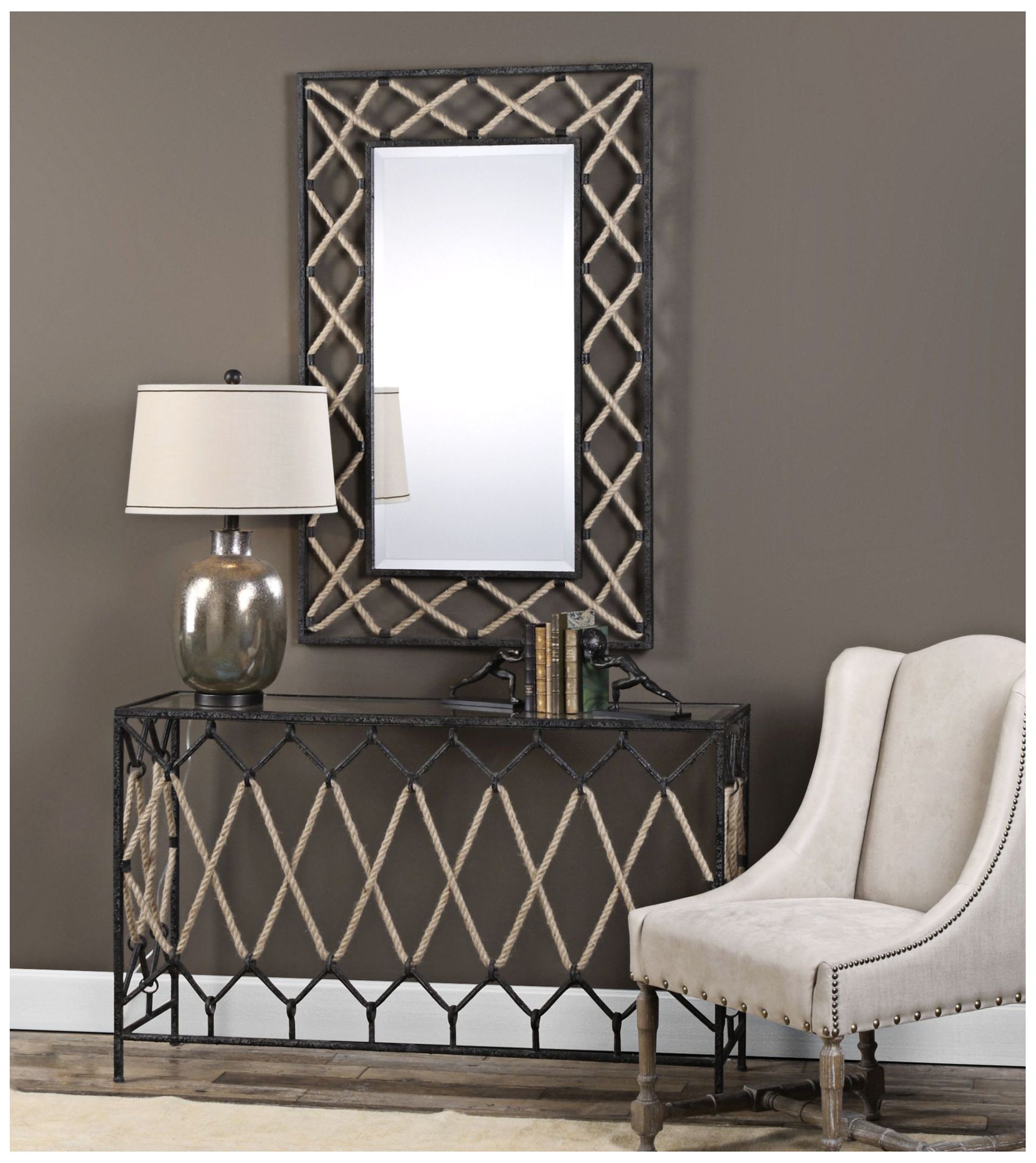 Darya 52" Wide Black Iron Coastal Nautical Console Table - #9W146 ...