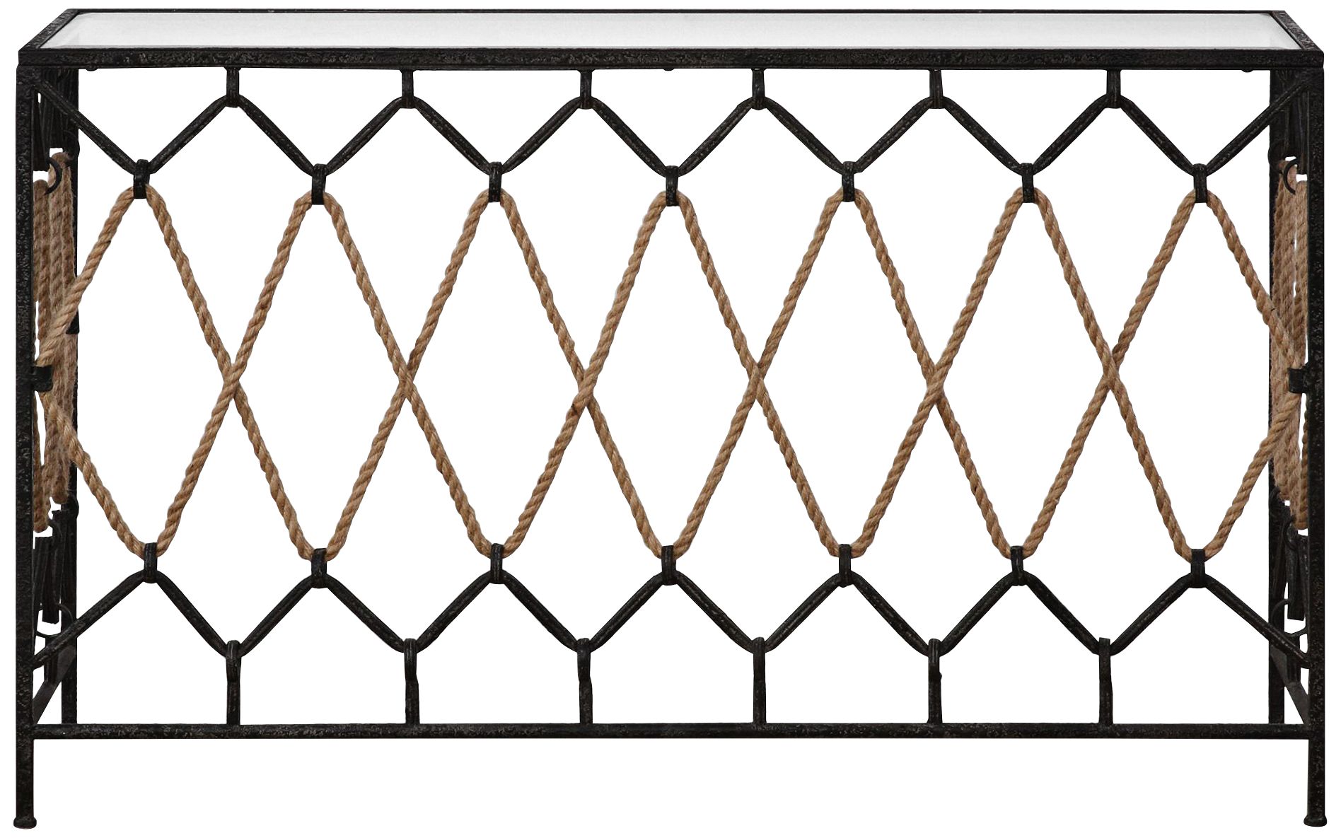 Darya 52" Wide Black Iron Coastal Nautical Console Table - #9W146 ...