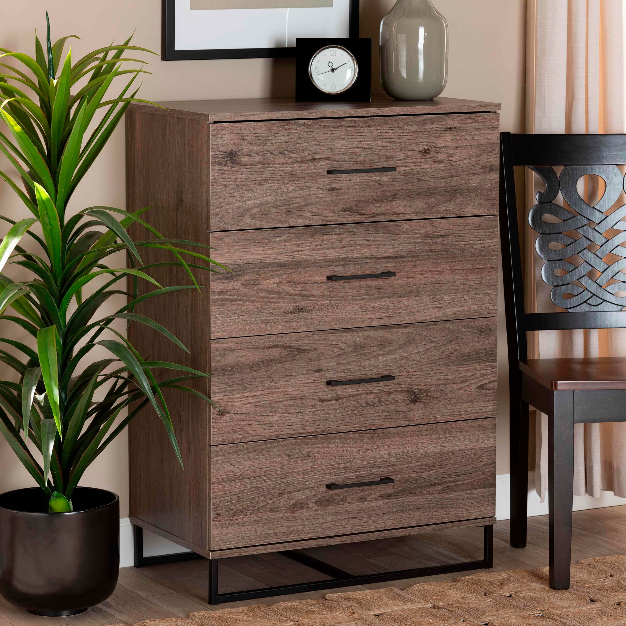 Daxton 27 3/4" Wide Rustic Oak Wood 4-Drawer Storage Chest - #218Y2 ...