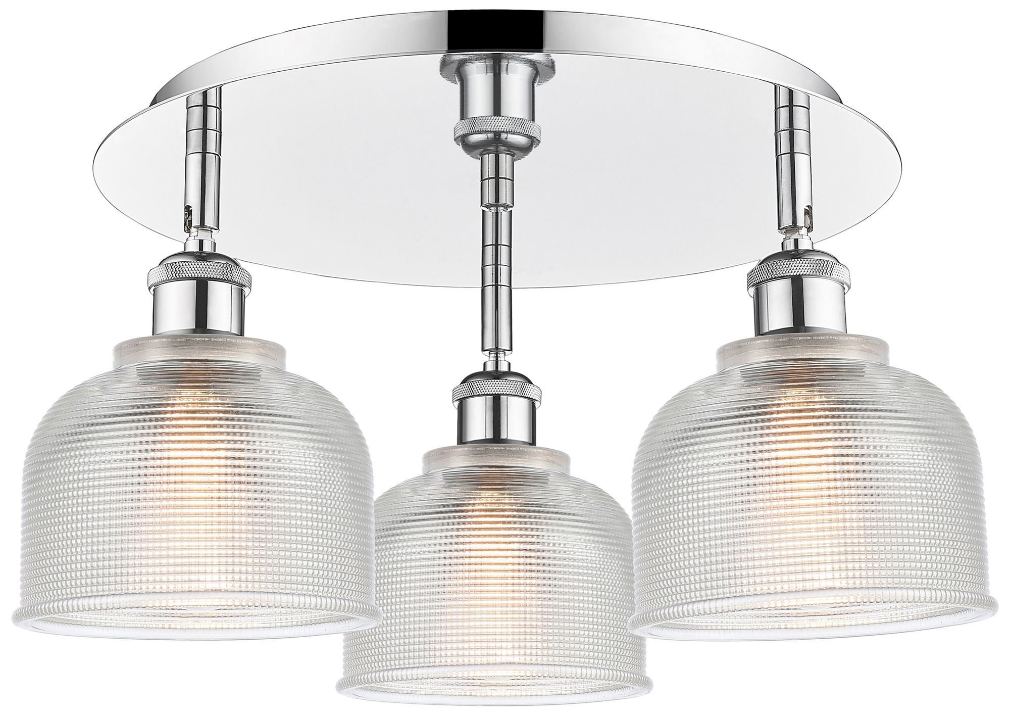 Dayton 17.25"W 3 Light Polished Chrome Flush Mount With Clear Glass Sh ...
