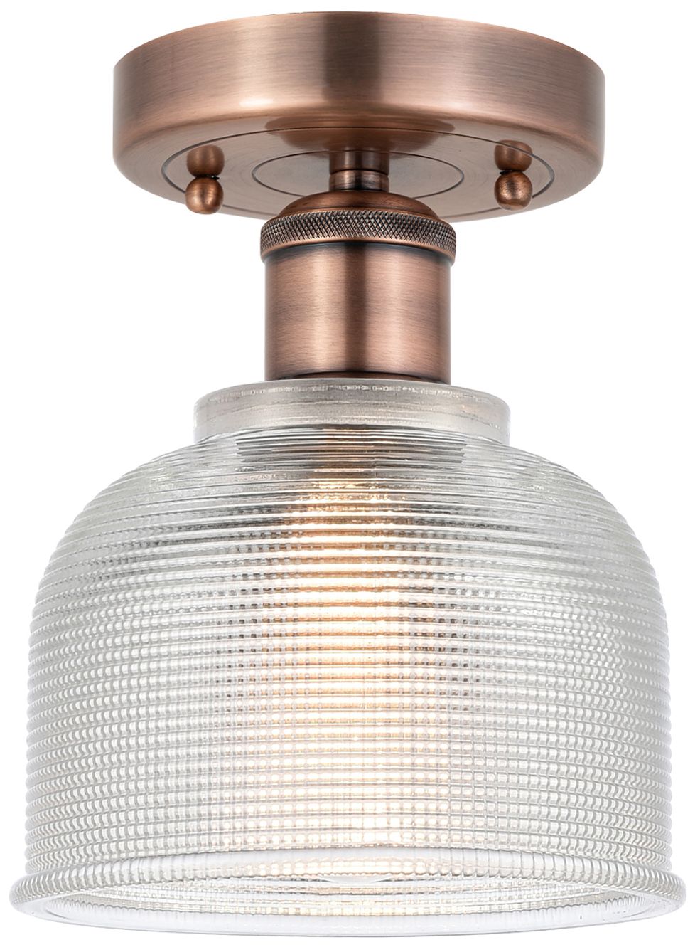 Dayton 5.5" Wide Antique Copper Flush Mount With Clear Glass Shade ...