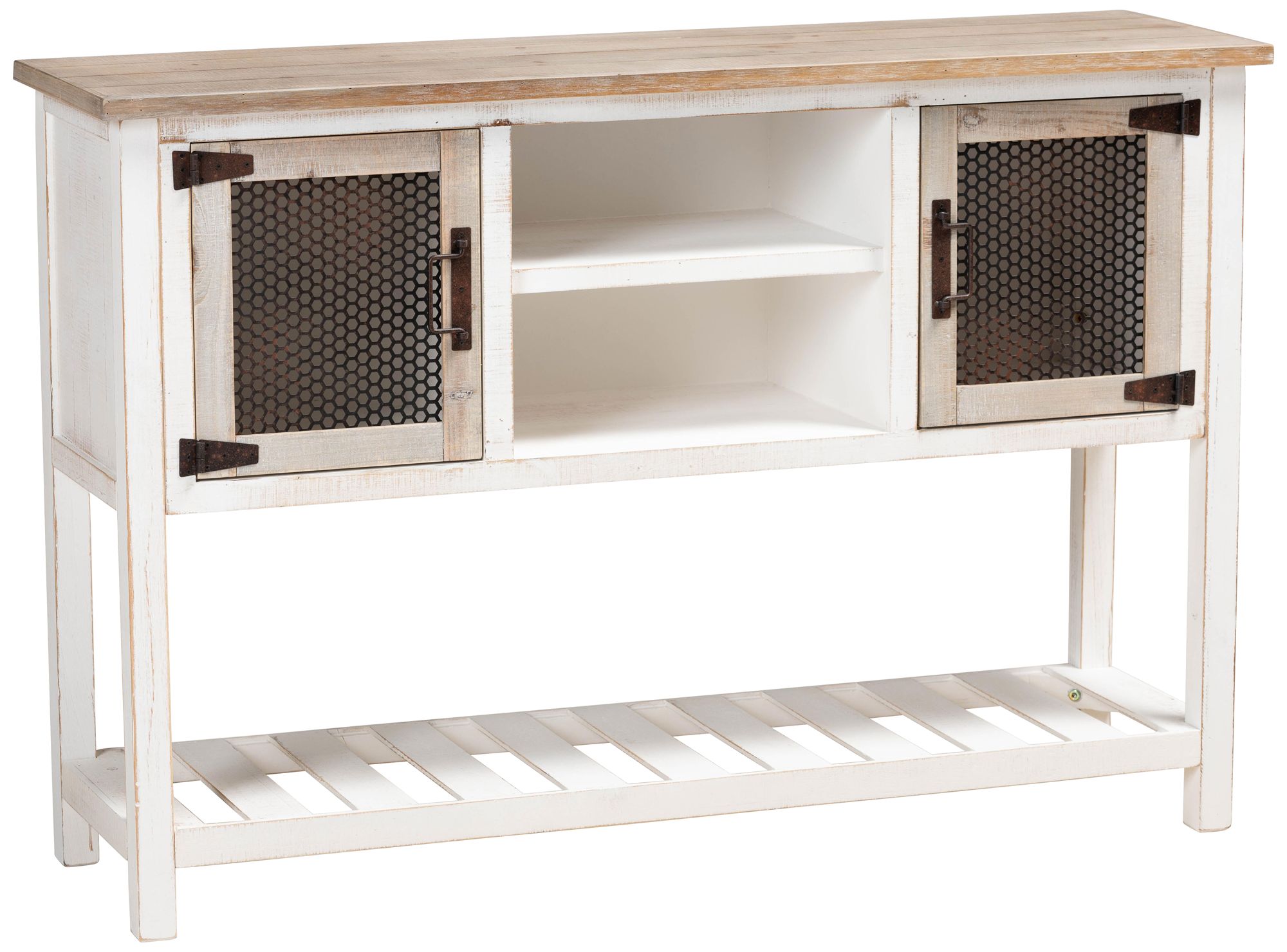 Deacon 48" Wide White and Oak Brown 2-Door Sideboard Buffet - #97D40 ...