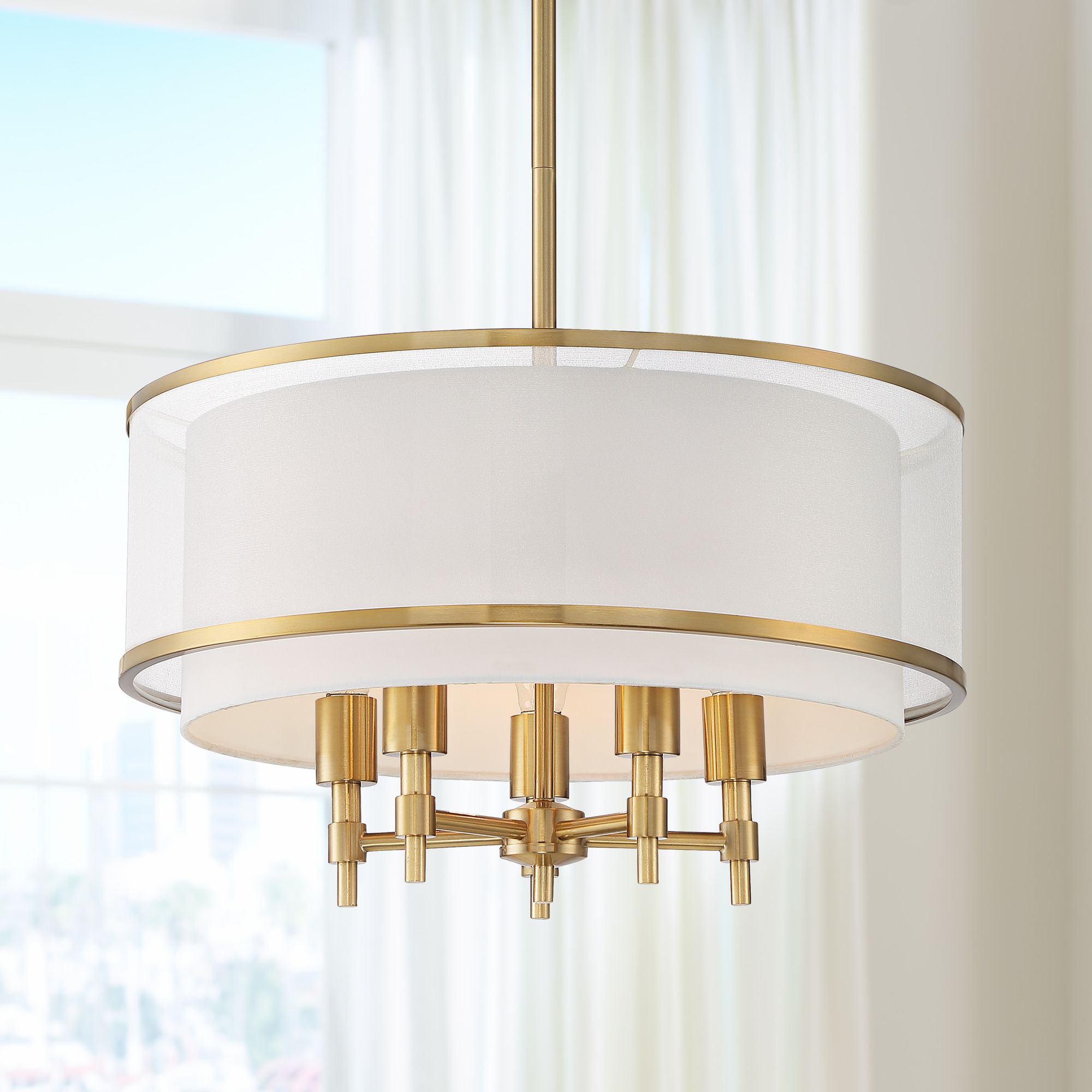 Desirae 21 1/4" Wide Warm Antique Brass 5-Light Pendant Light - #93R82 ...