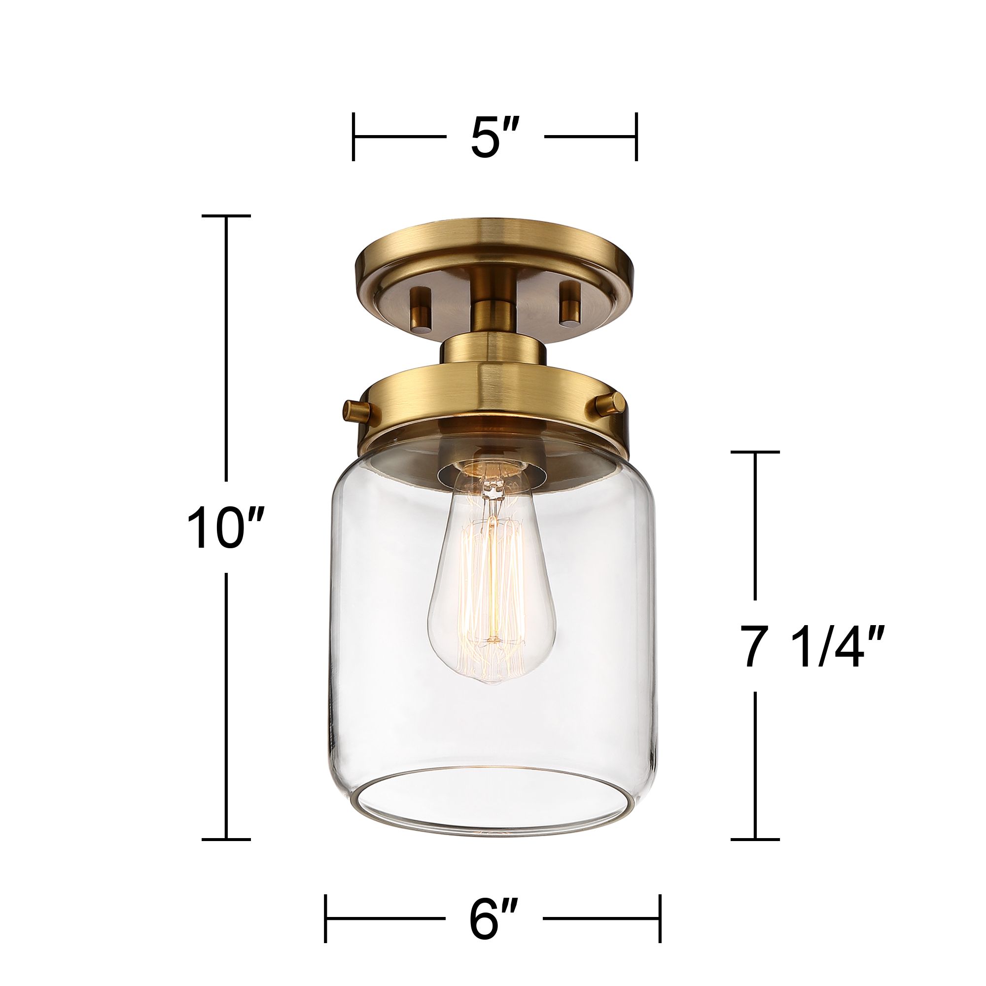 Devonshire 6" Wide Brass and Glass Ceiling Light - #65M24 | Lamps Plus